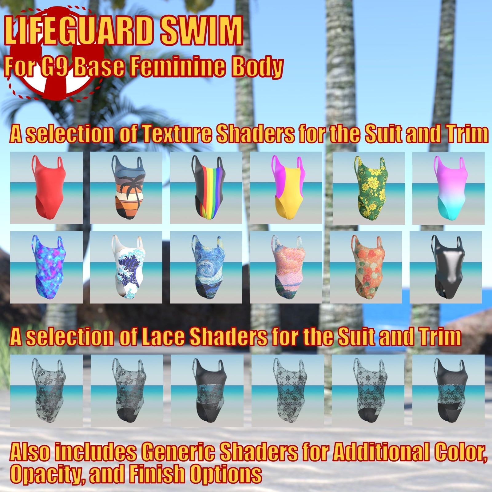 Lifeguard Swimsuit G9 - Optimized for Feminine Body Shape | Daz 3D