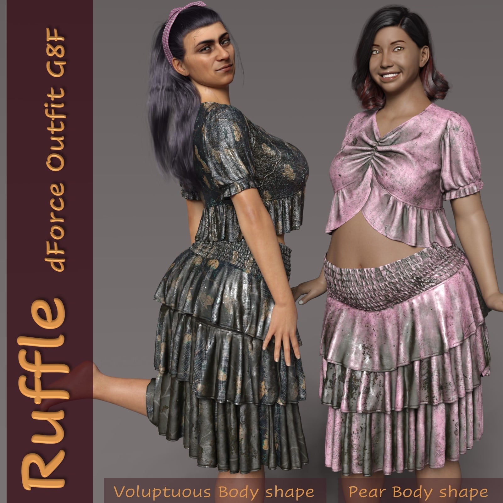 Ruffle dForce Outfit for G8F | Daz 3D