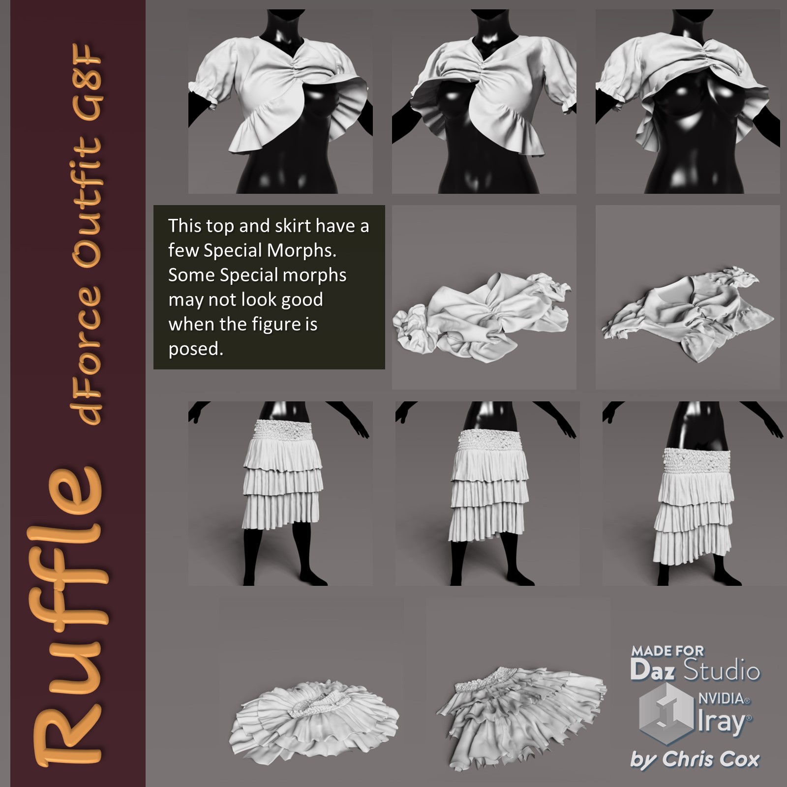 Ruffle dForce Outfit for G8F | Daz 3D