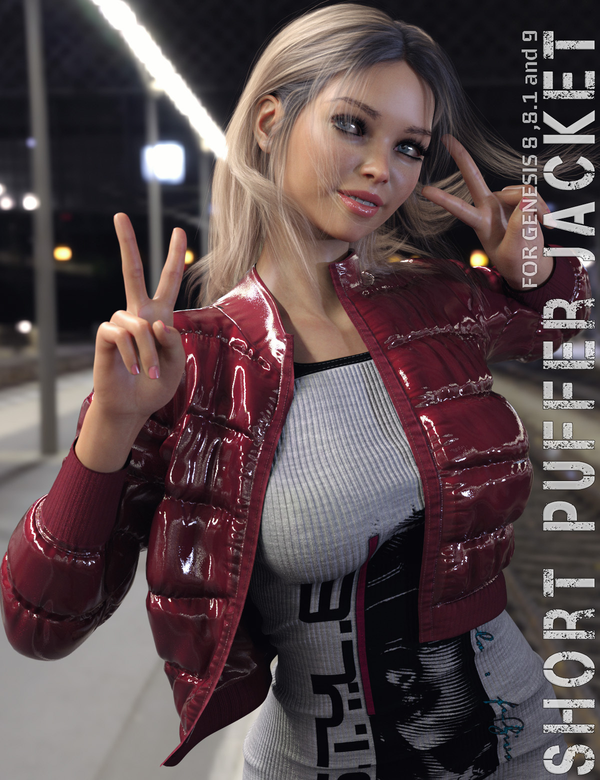 dForce Short Puffer Jacket for G8-8.1F and G9 | Daz 3D