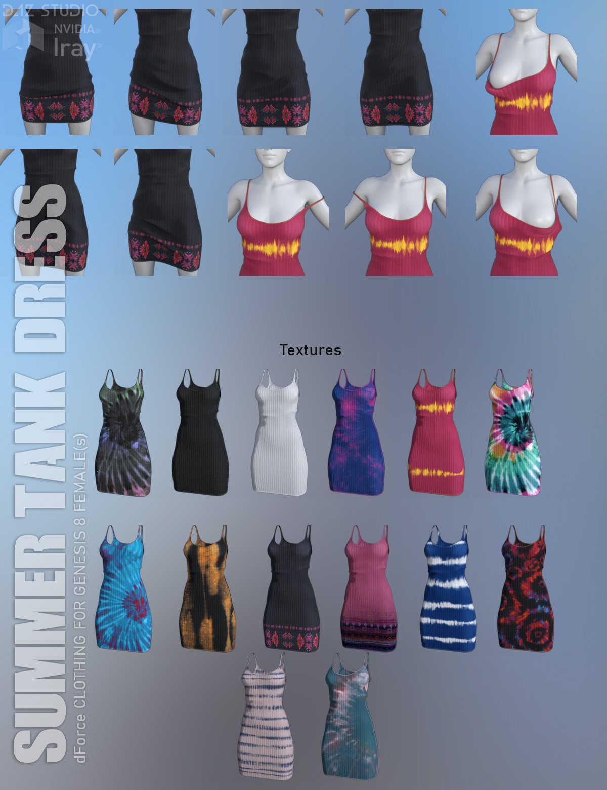 dForce Summer Tank Dress for Genesis 8 Females | Daz 3D