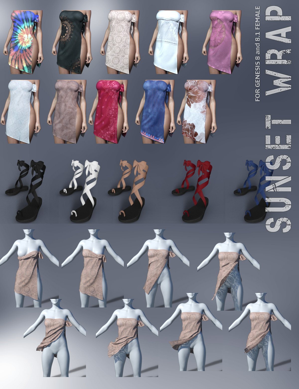 dForce Sunset Wrap for Genesis 8 and 8.1 Female | Daz 3D
