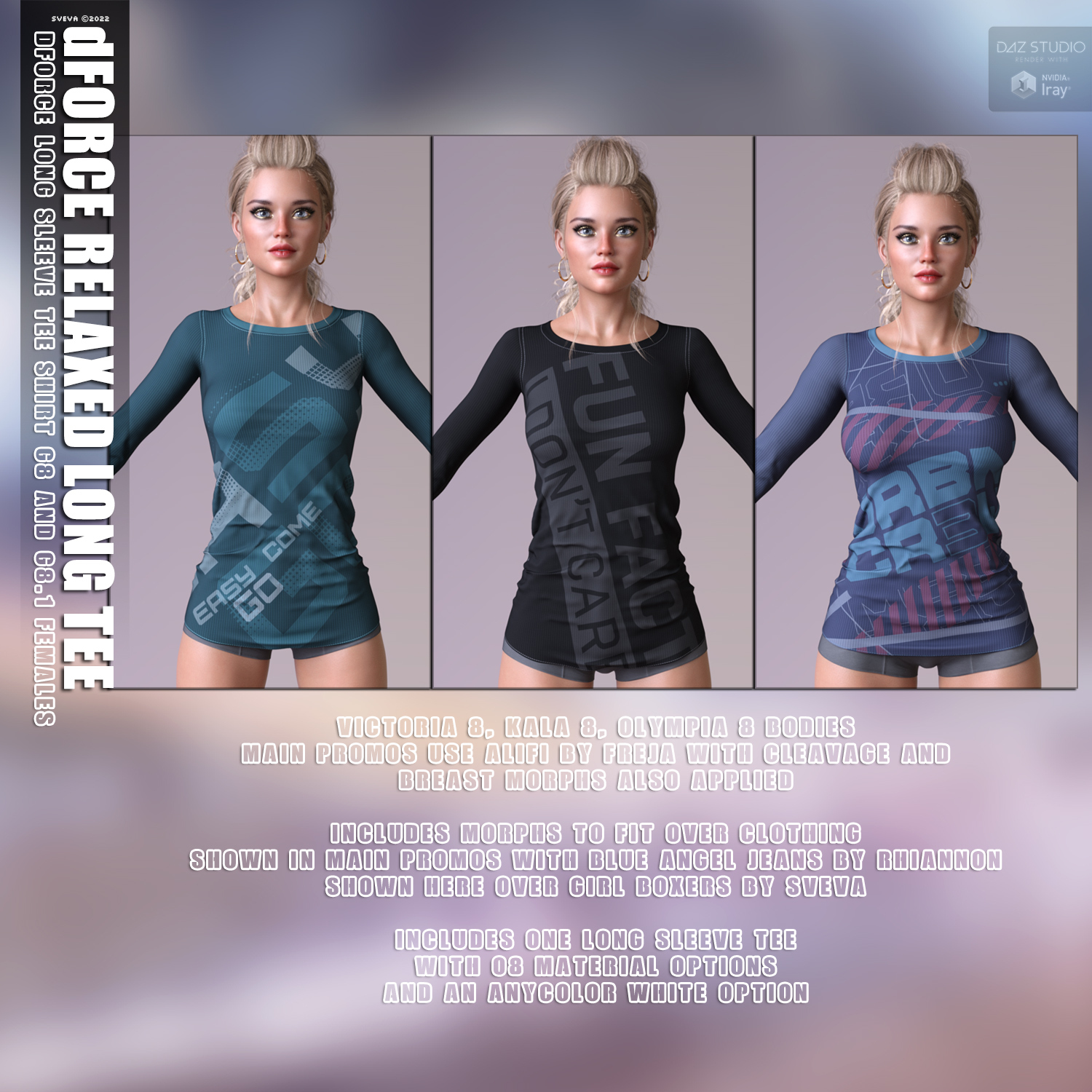 dForce Relaxed Long Tee G8G8.1F | Daz 3D
