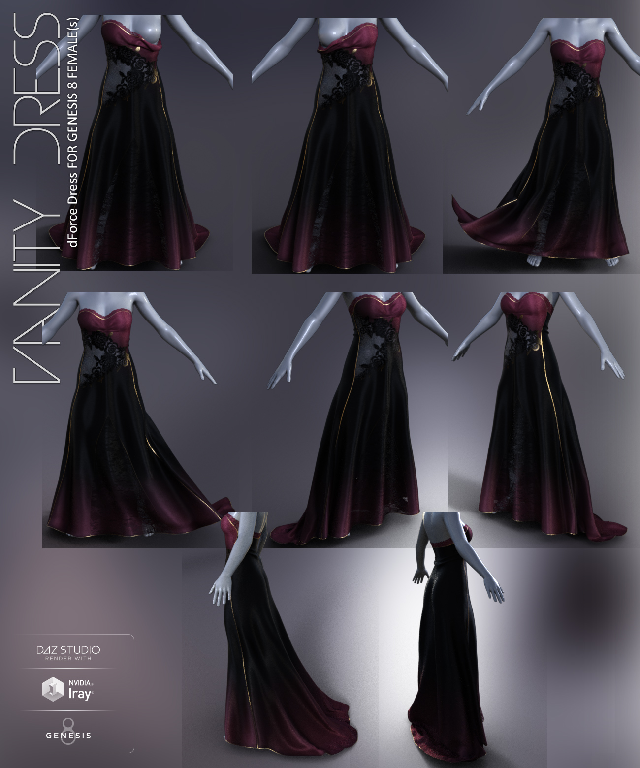dForce Vanity Dress for Genesis 8 Females | Daz 3D
