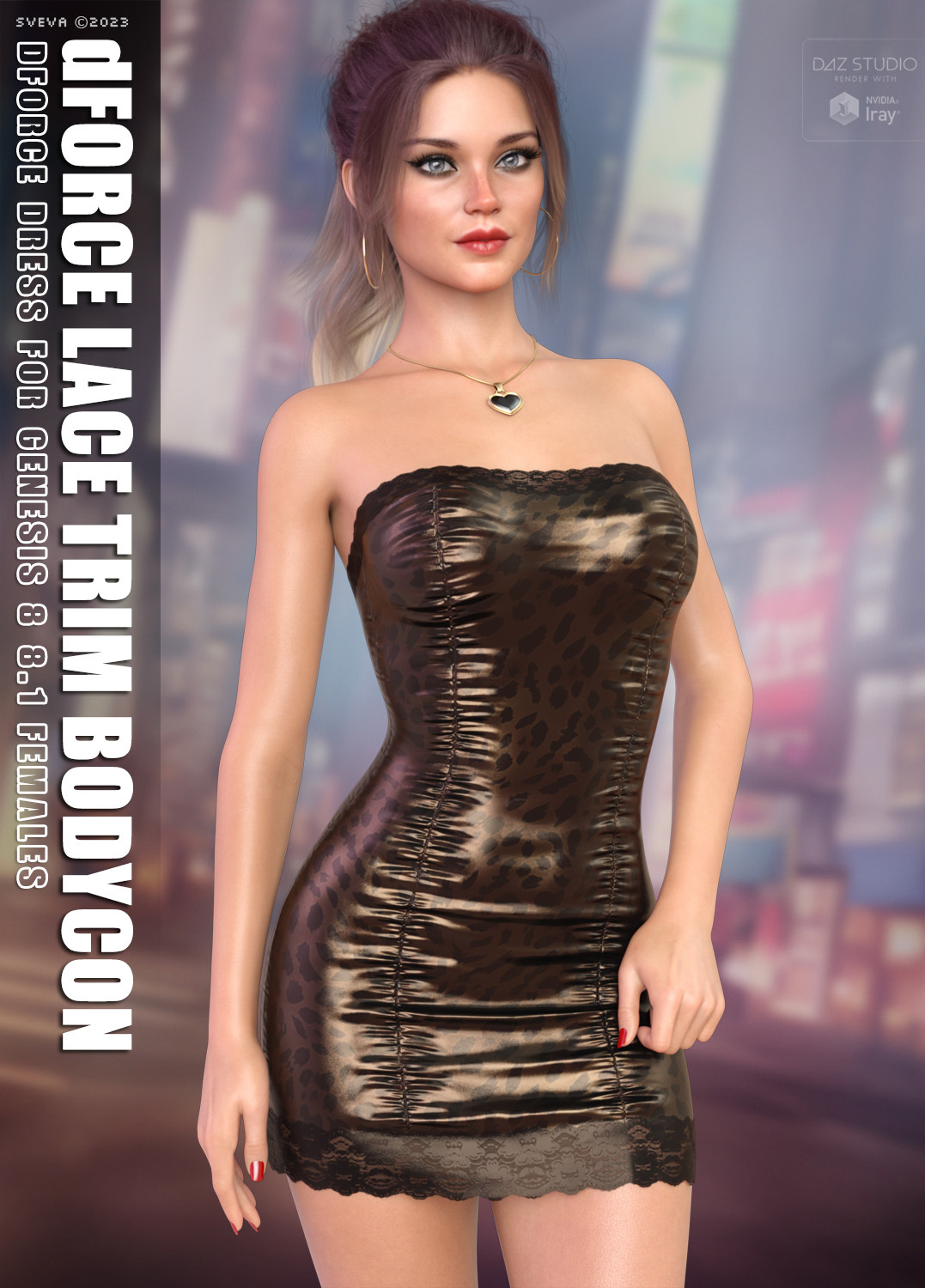 dForce Lace Trim Bodycon Dress G8G8.1F | Daz 3D