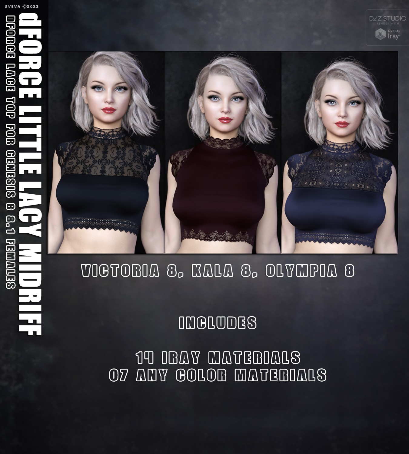 dForce Little Lacy Midriff G8G8.1F | Daz 3D