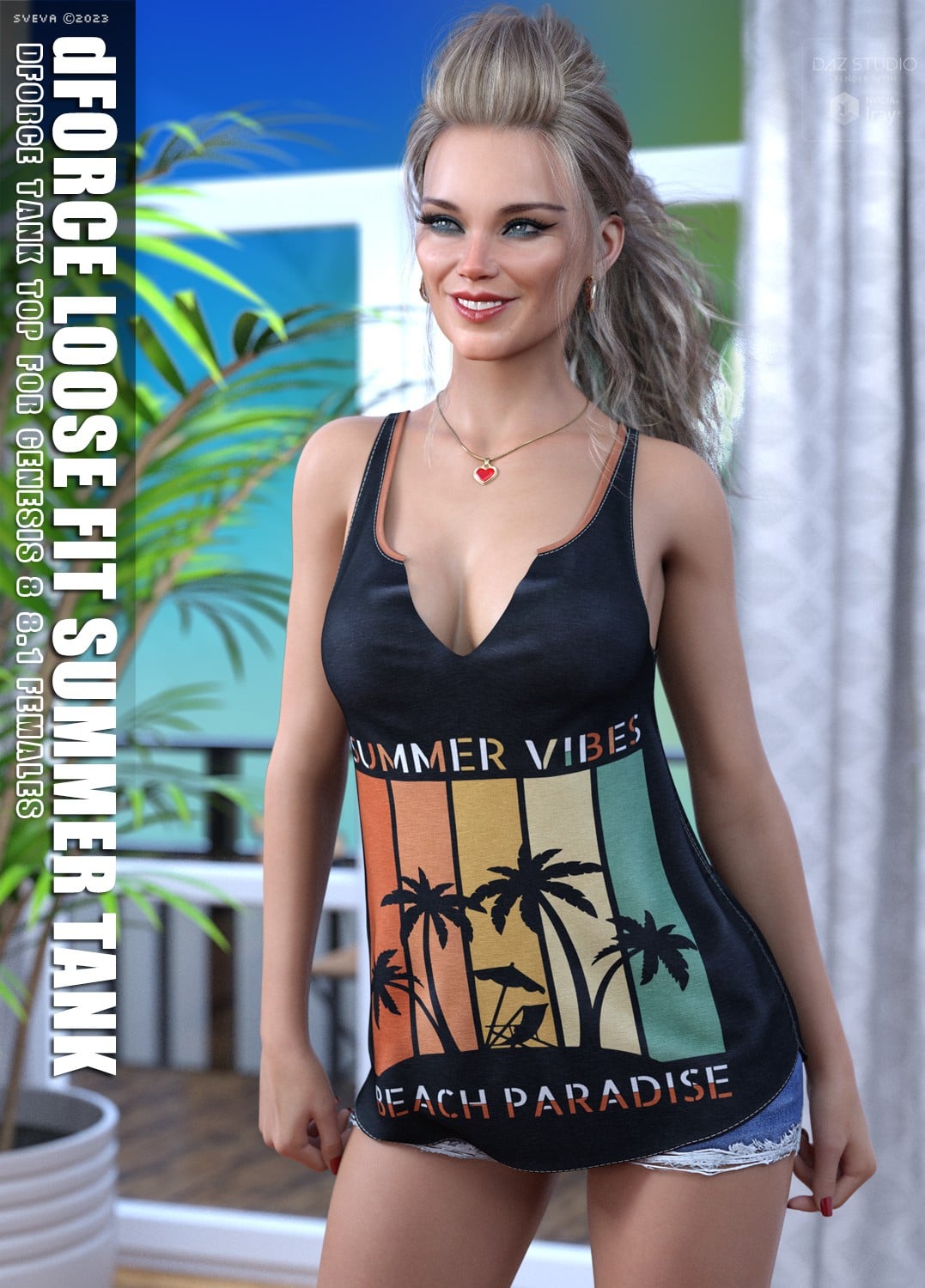 dForce Loose Fit Summer Tank | Daz 3D