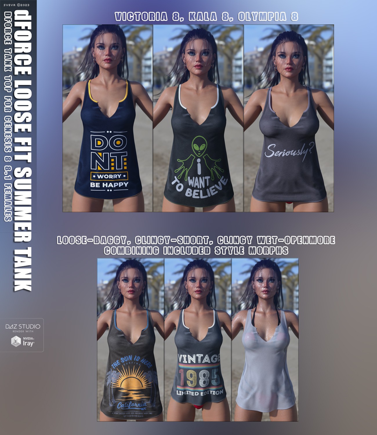 dForce Loose Fit Summer Tank | Daz 3D