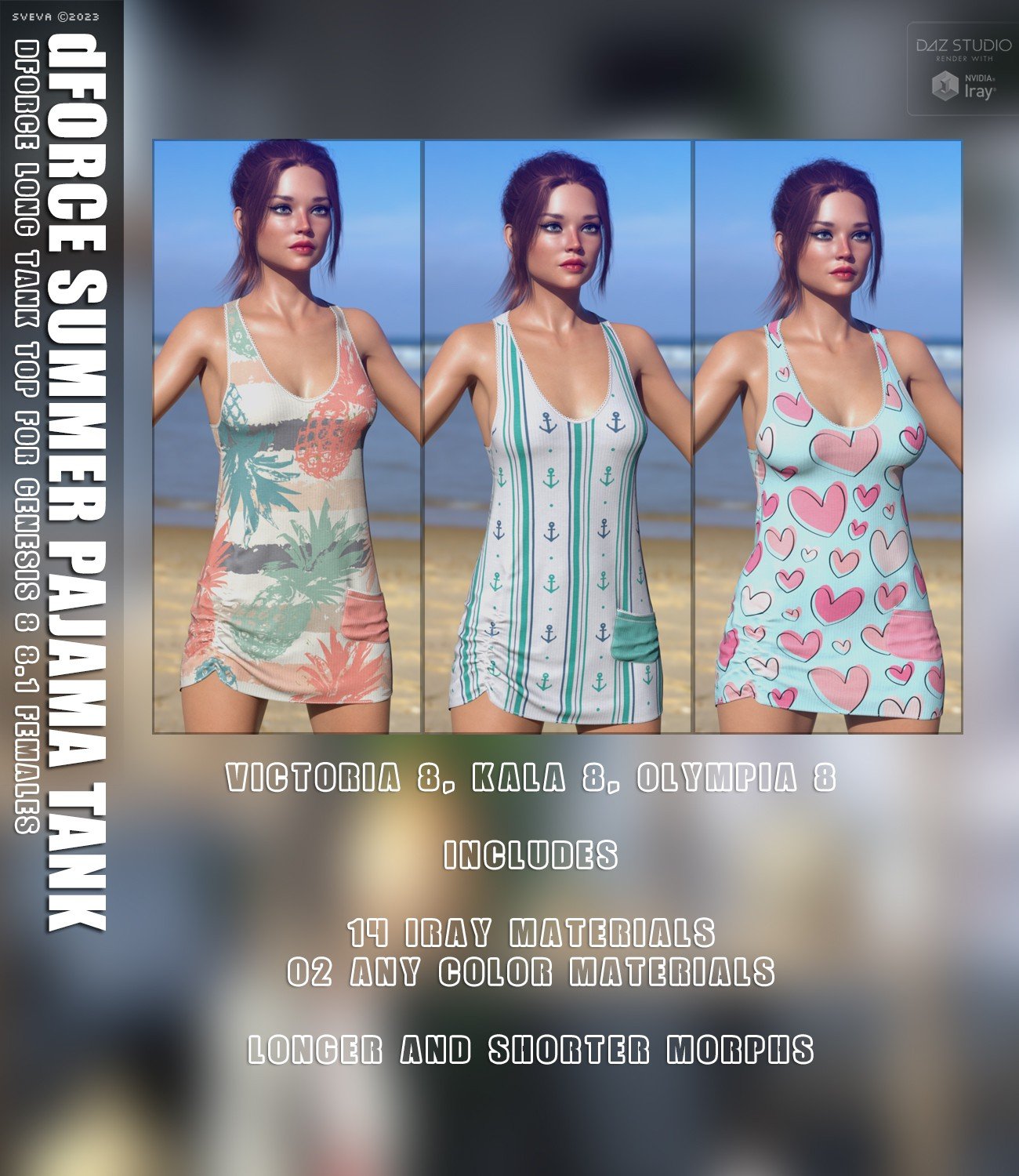 dForce Summer Pajama Tank G8G8.1F | Daz 3D
