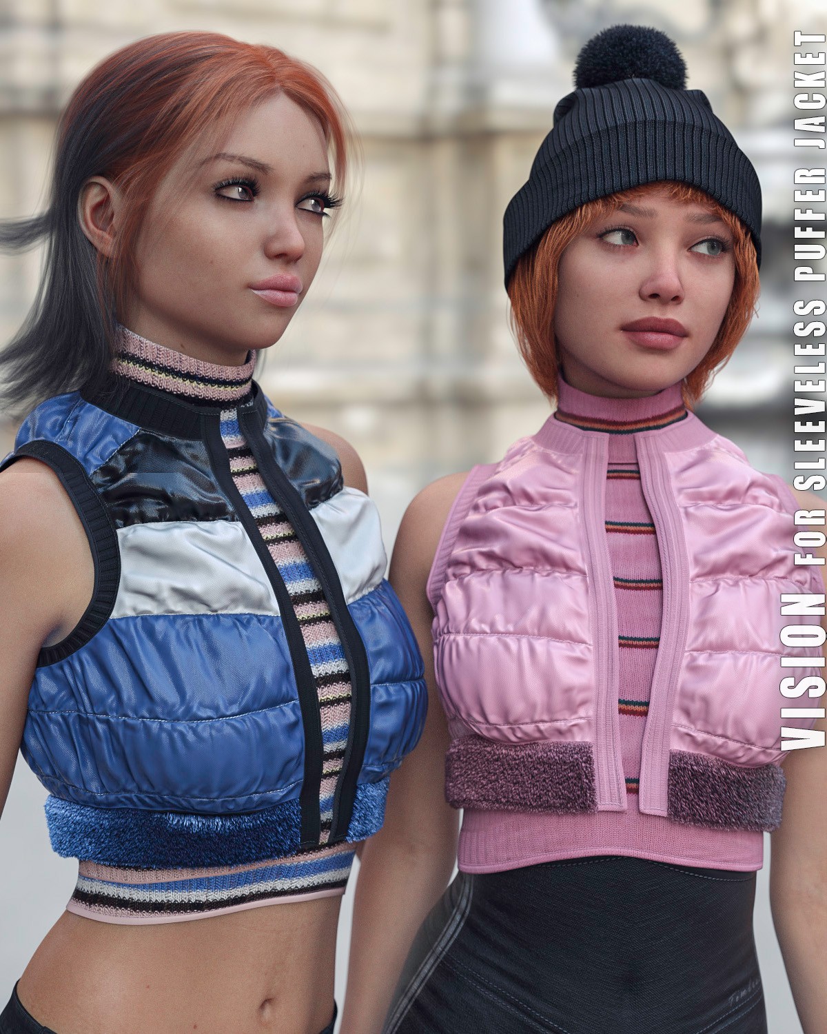 Vision Sleeveless Puffer Jacket Genesis 8-8.1F and G9 | Daz 3D