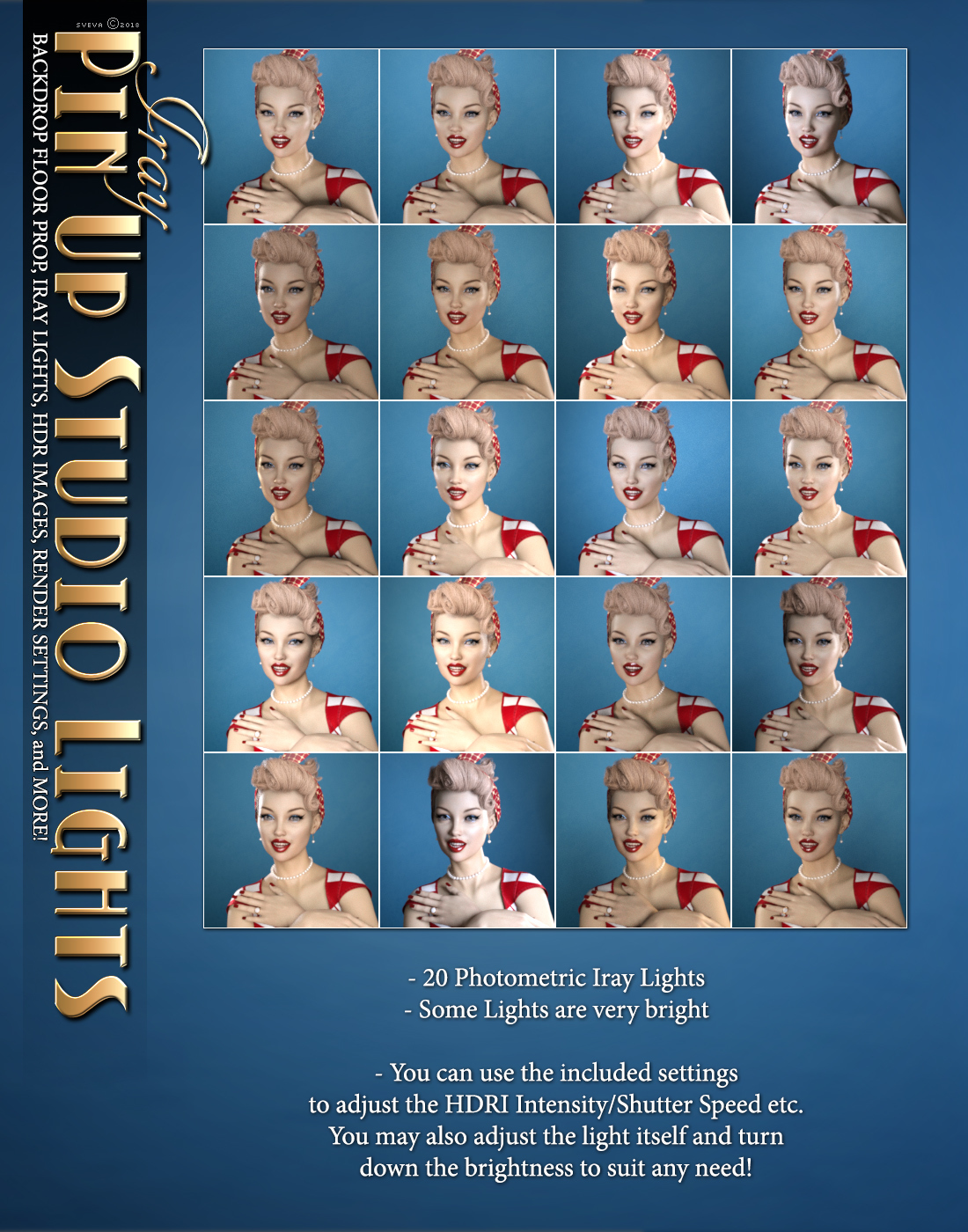 SVs Iray Pin Up Studio Lights | Daz 3D