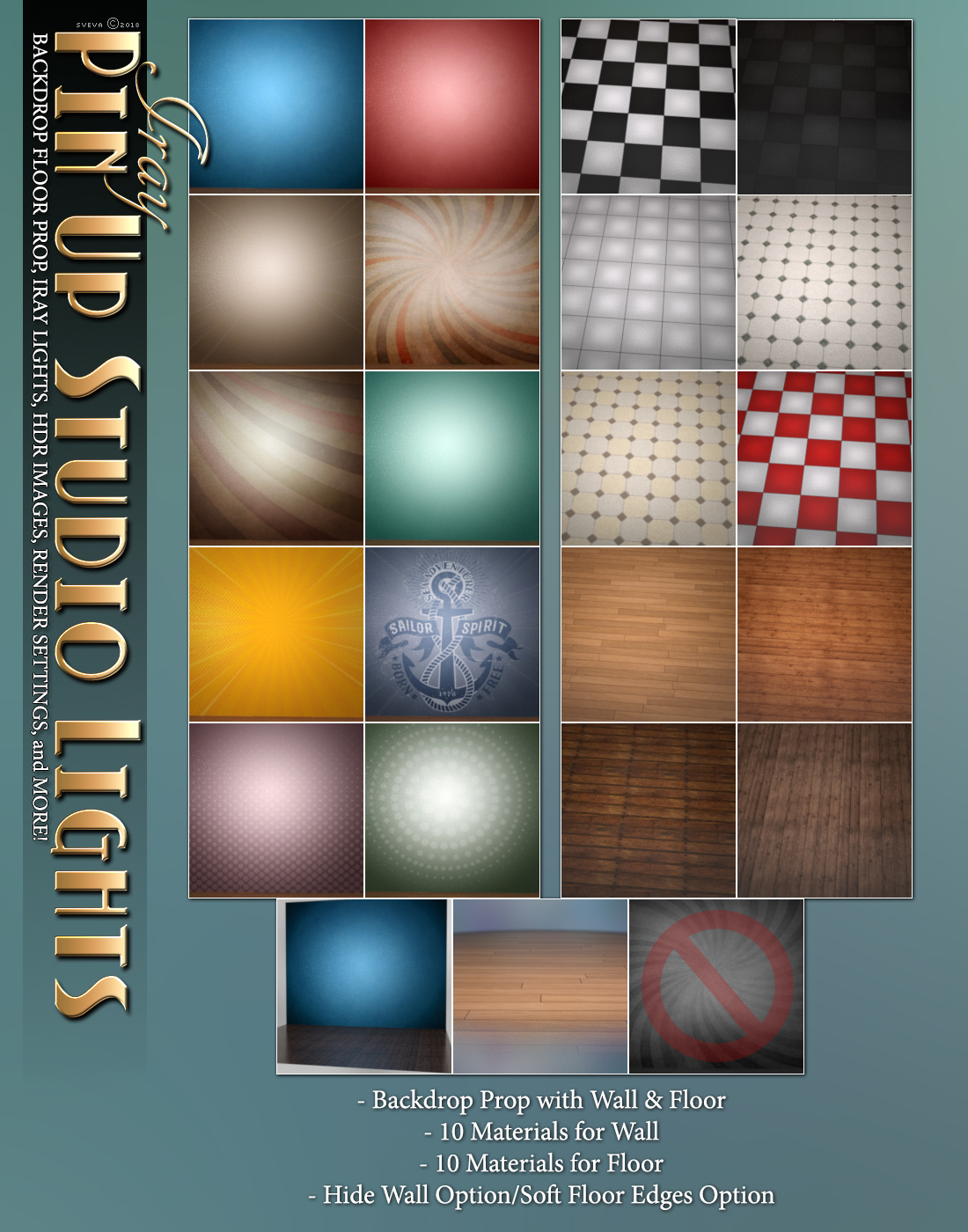 SVs Iray Pin Up Studio Lights | Daz 3D