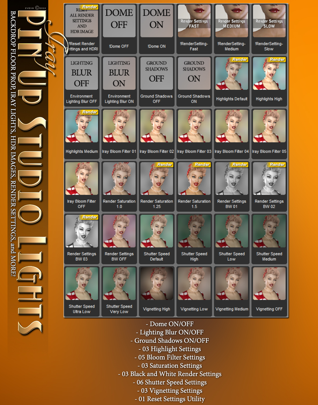 SVs Iray Pin Up Studio Lights | Daz 3D