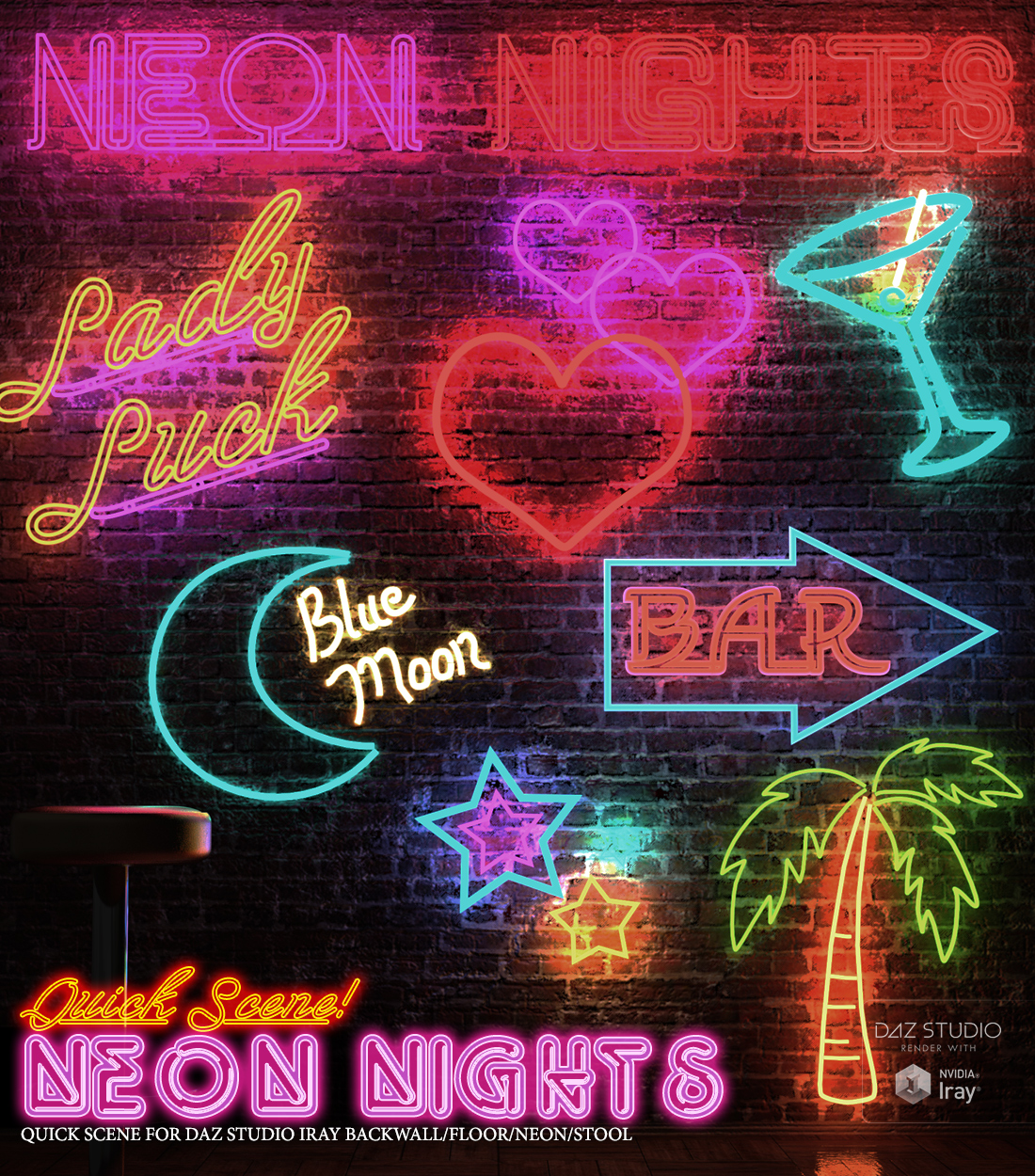 SV's Neon Nights Quick Scene DS Iray | Daz 3D