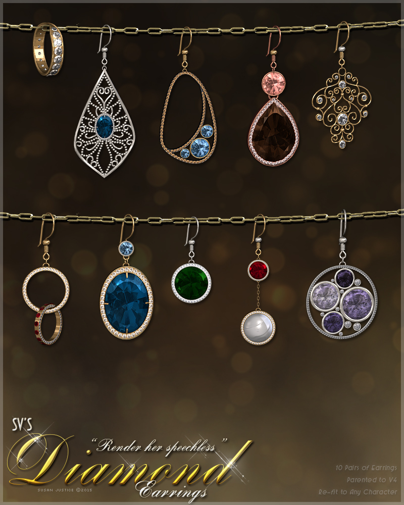 SV's Diamond Earrings | Daz 3D