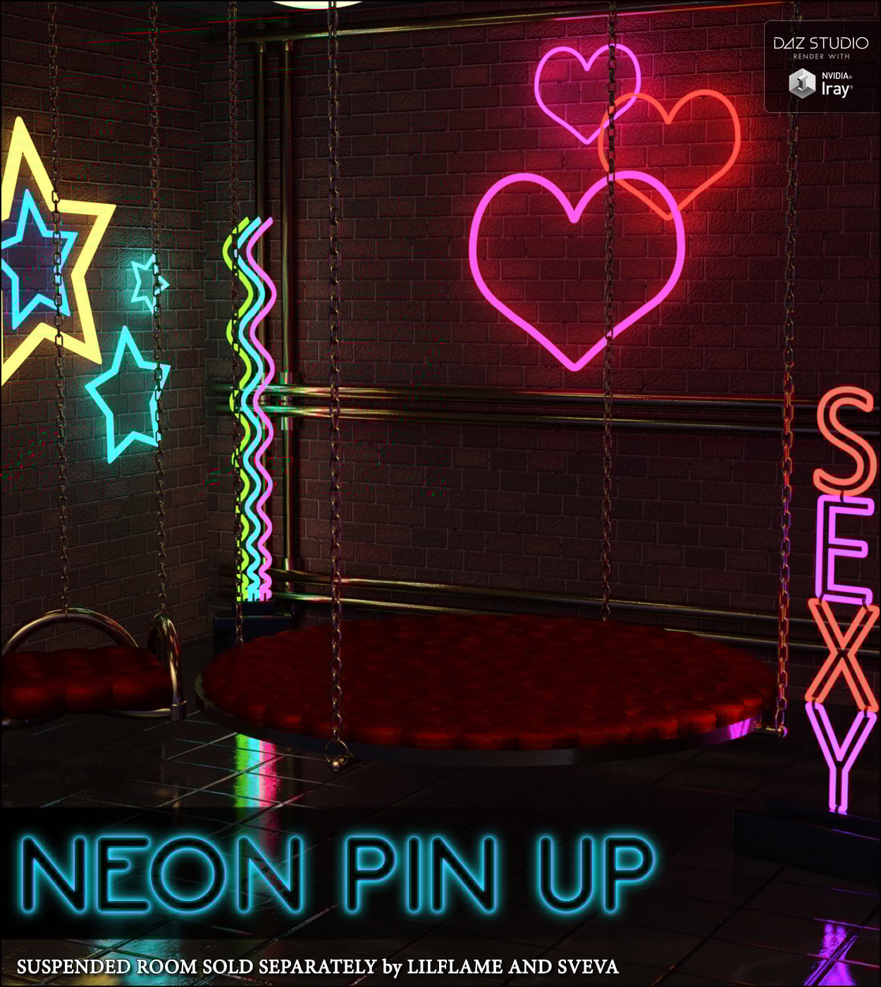 Neon Pin-Up Props Daz Studio | Daz 3D