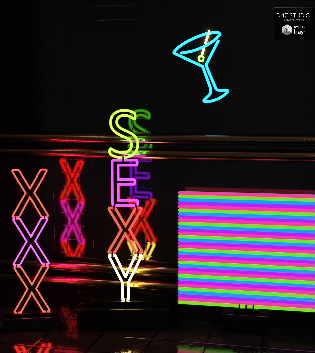 Neon Pin-Up Props Daz Studio | Daz 3D