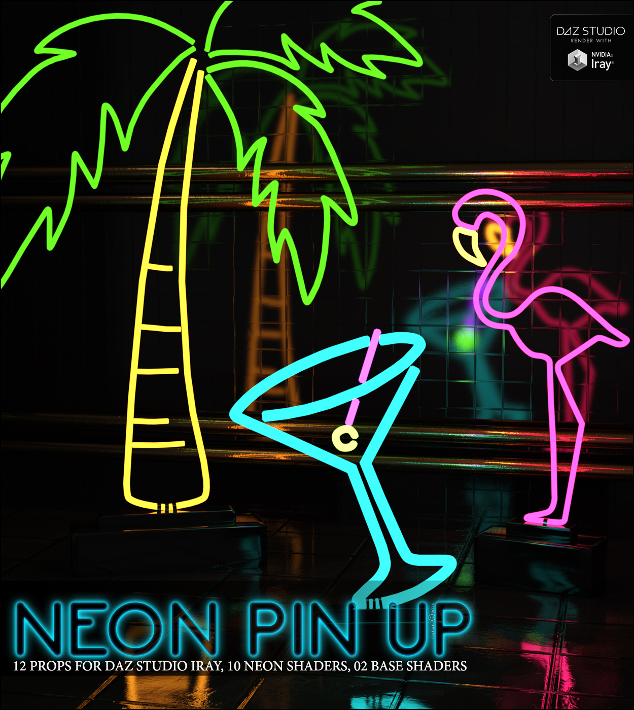 Neon Pin-Up Props Daz Studio | Daz 3D