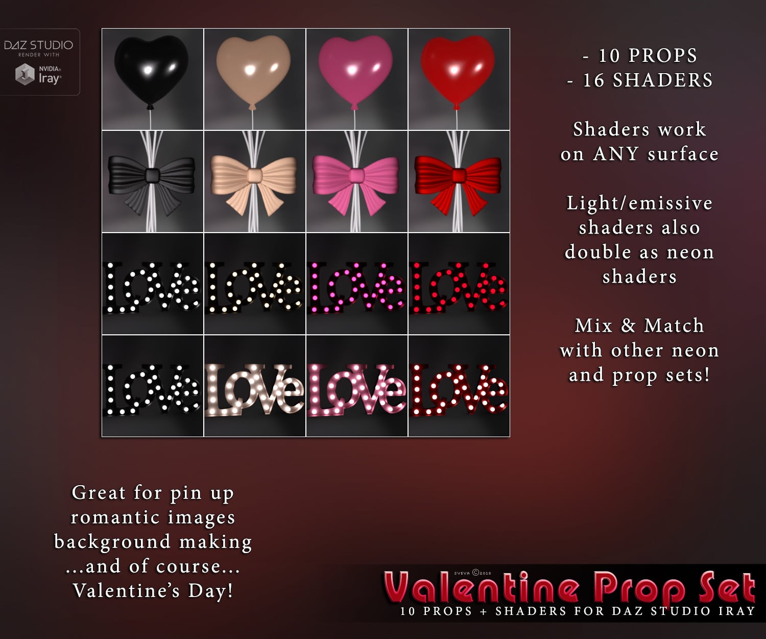 SVs Valentine Prop Set | Daz 3D