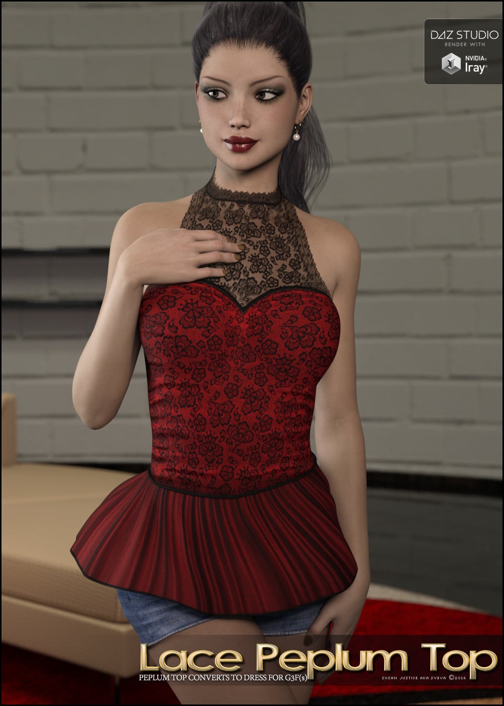 Lace Peplum Top G3F(s) | Daz 3D