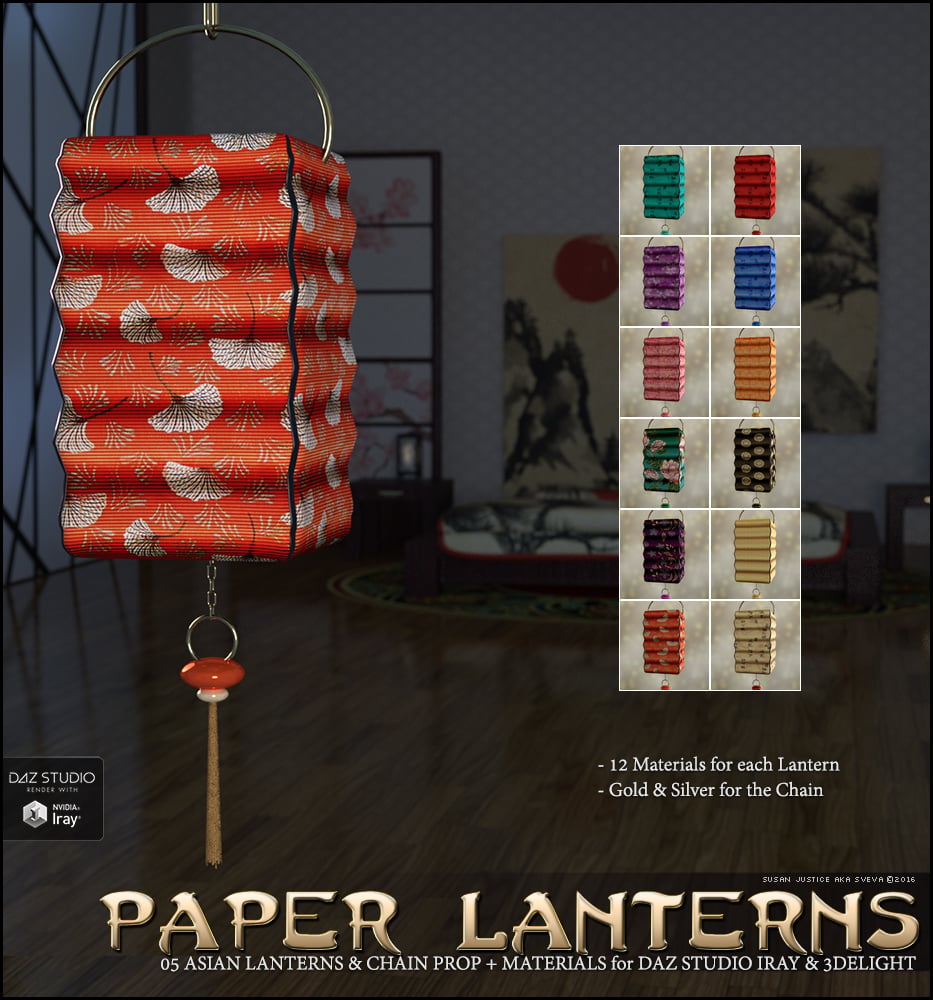 SV's Asian Paper Lanterns DS | Daz 3D