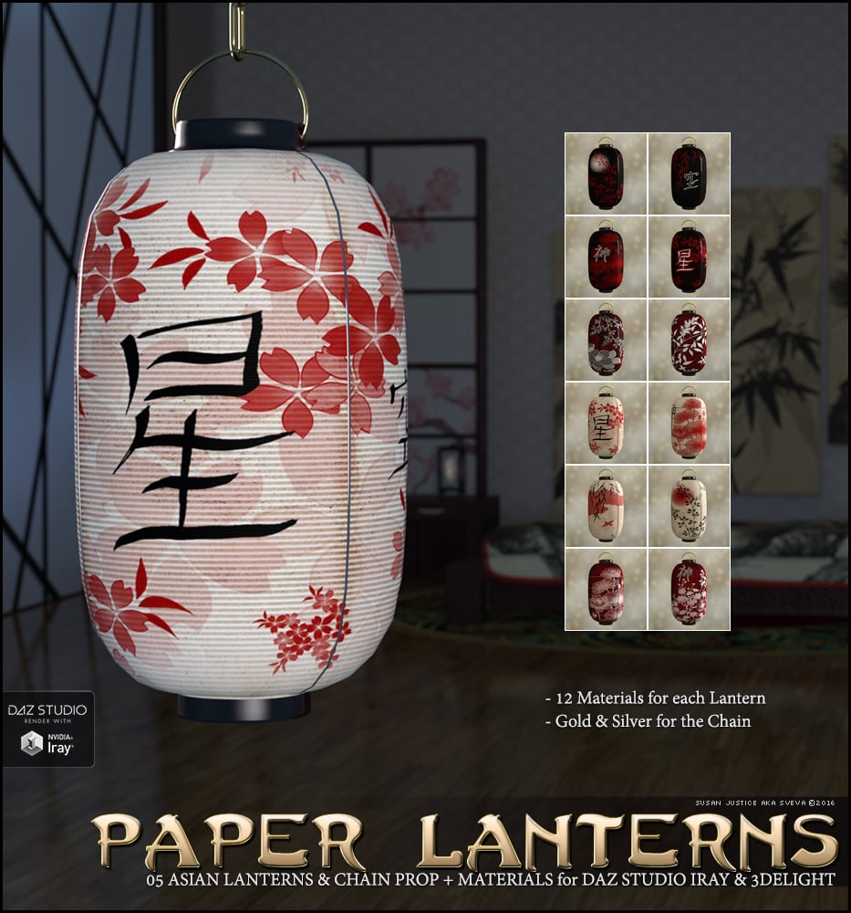 SV's Asian Paper Lanterns DS | Daz 3D