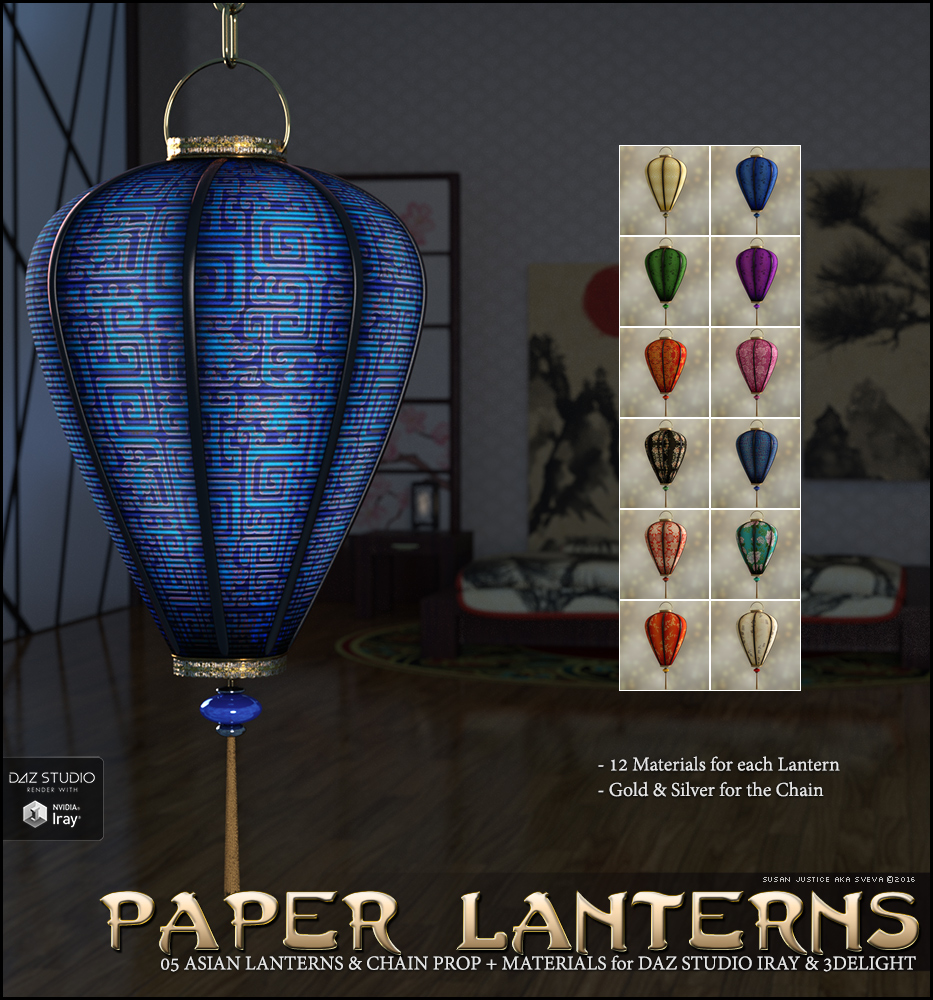 SV's Asian Paper Lanterns DS | Daz 3D