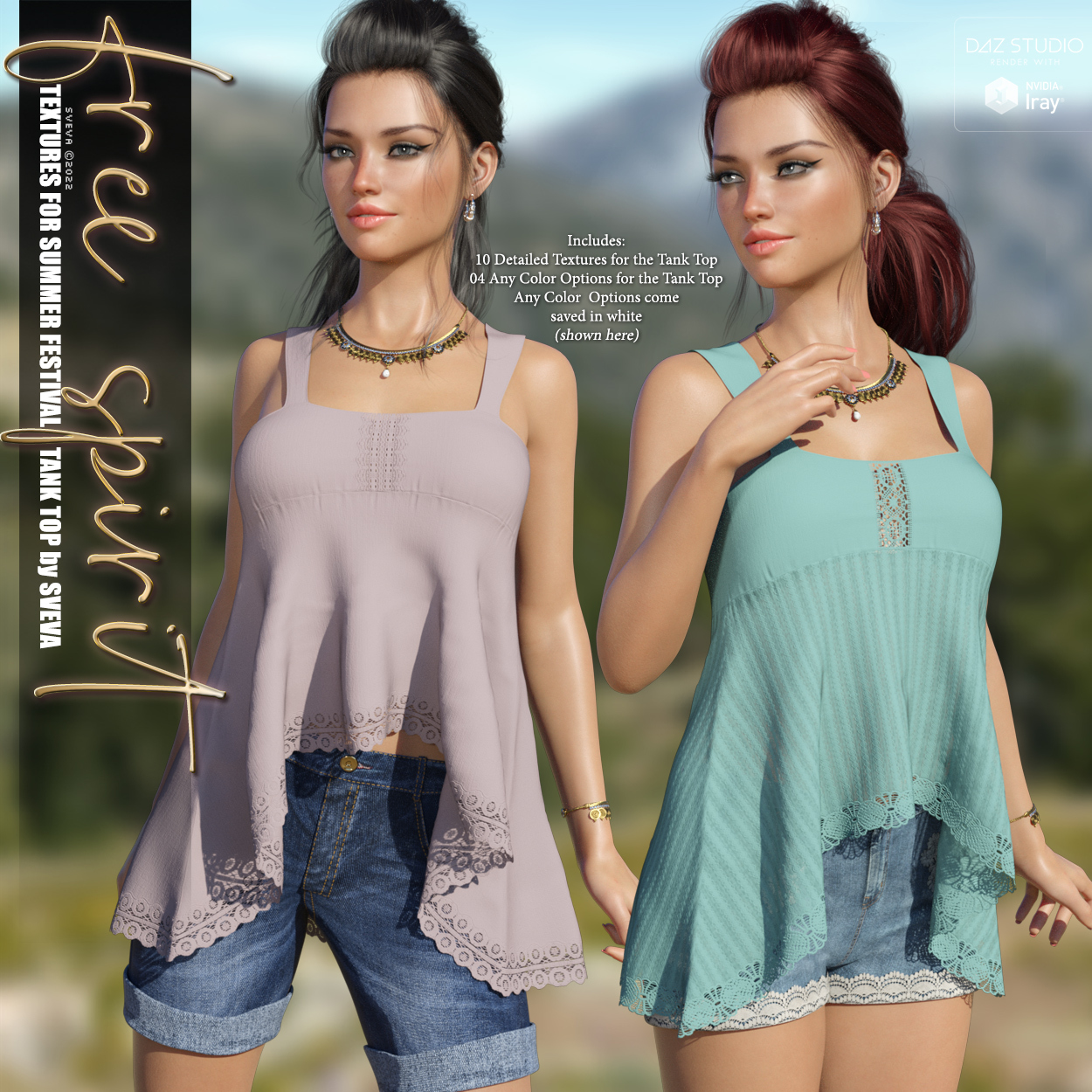 Free Spirit Textures for dForce Summer Festival Tank Top | Daz 3D