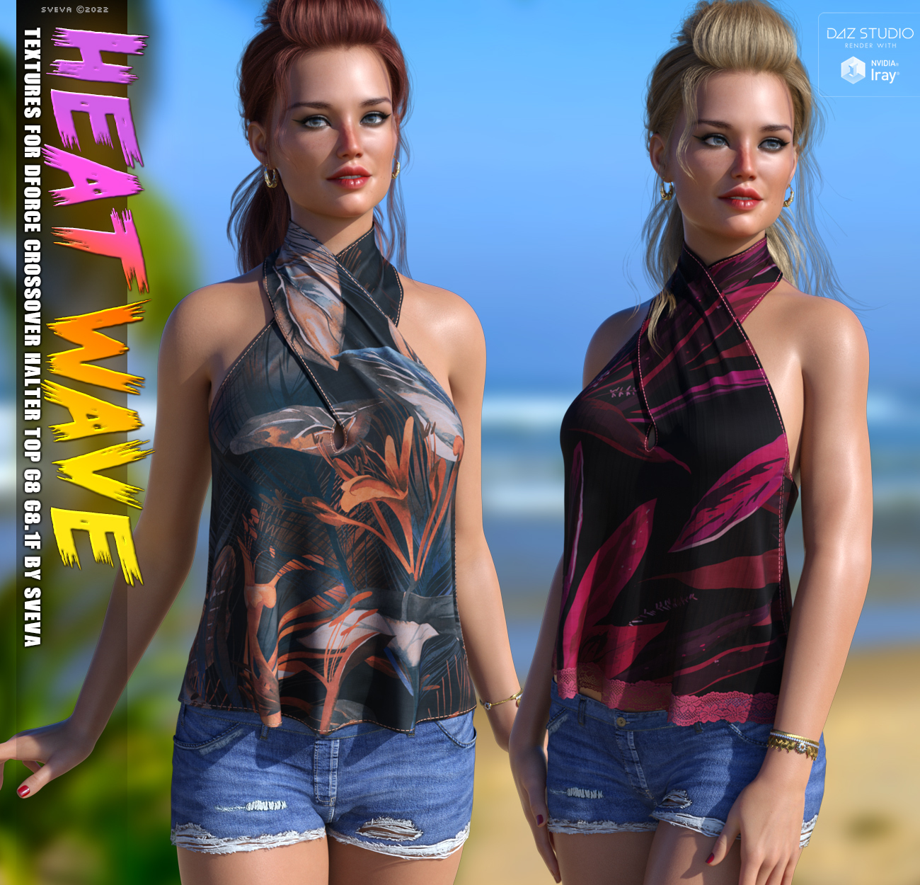 Heatwave Textures for dForce Crossover Halter Top | Daz 3D