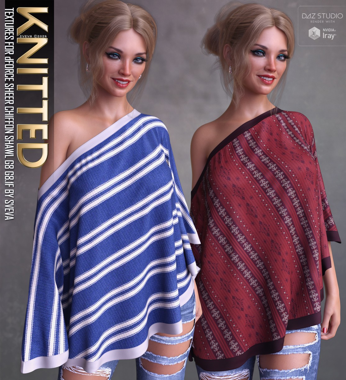 Knitted Textures for dForce Sheer Chiffon Shawl | Daz 3D