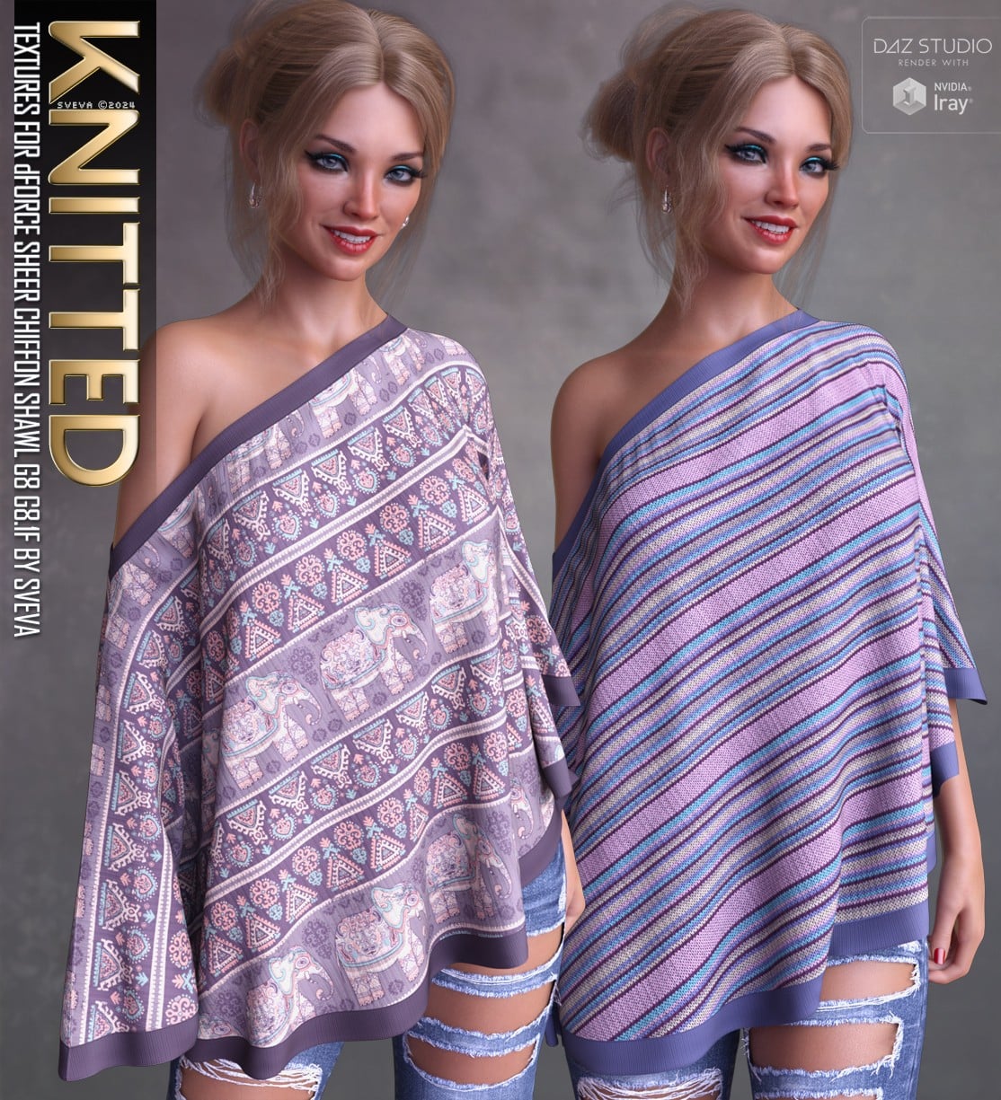 Knitted Textures for dForce Sheer Chiffon Shawl | Daz 3D