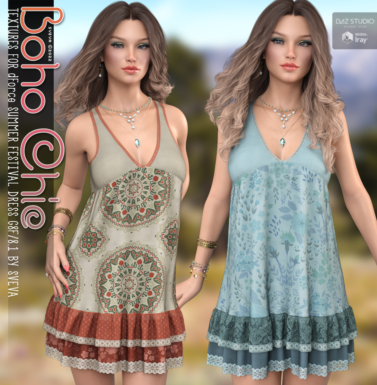Boho Chic Textures for dForce Summer Festival Dress | Daz 3D