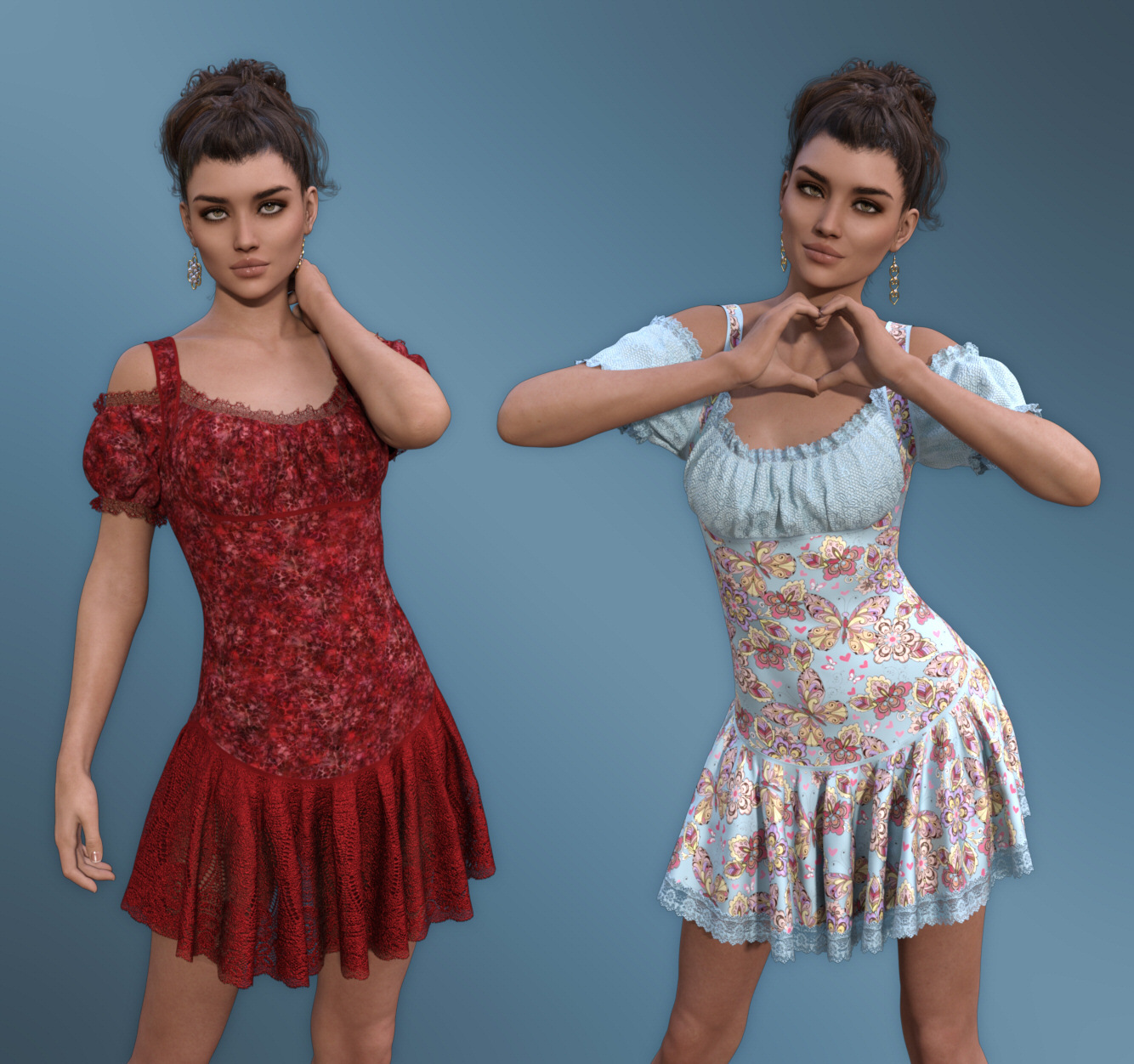 dForce - Rosy Dress for G8F | Daz 3D
