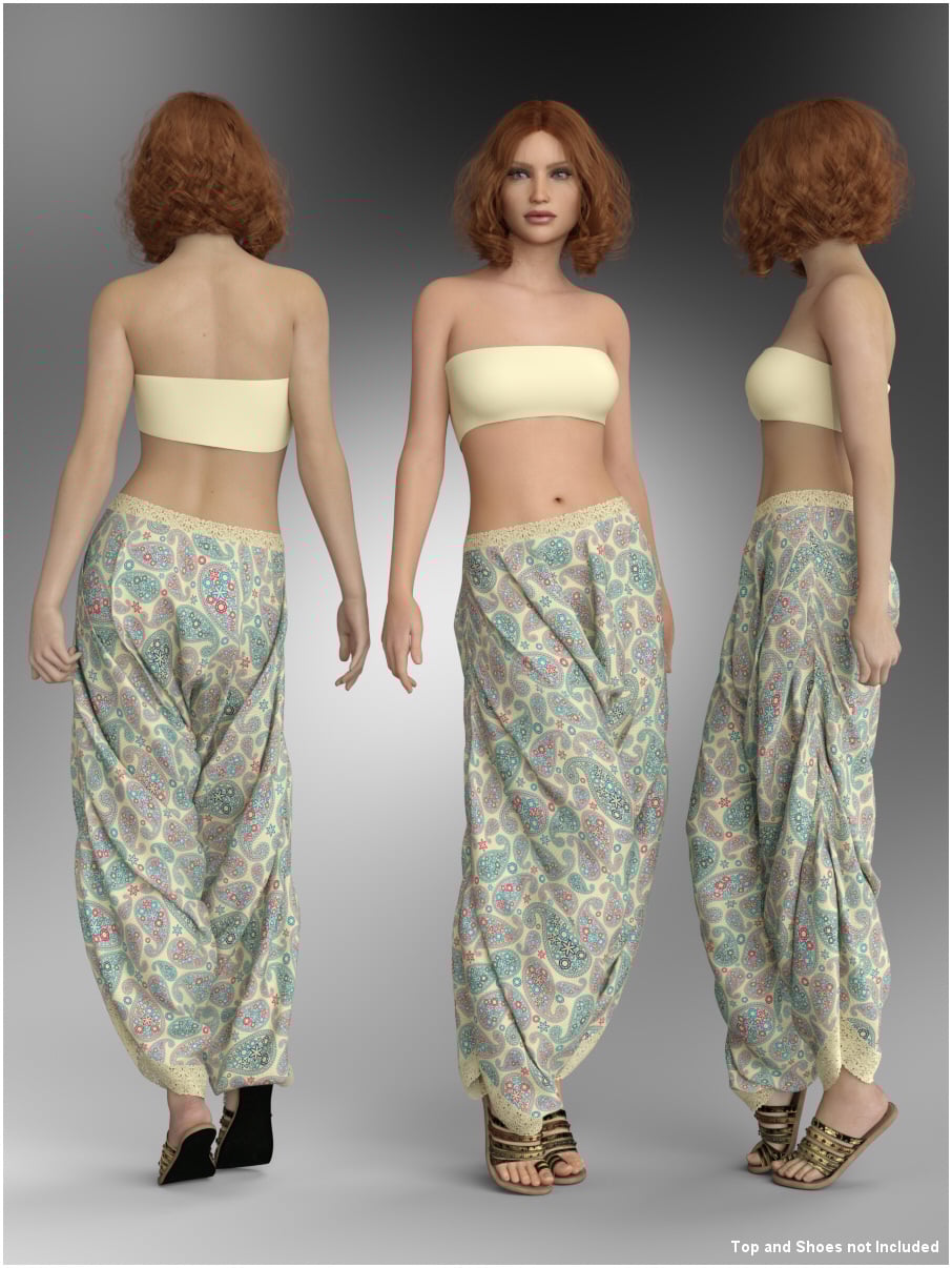 dForce - Ruched Harem Pants for G8Fs | Daz 3D