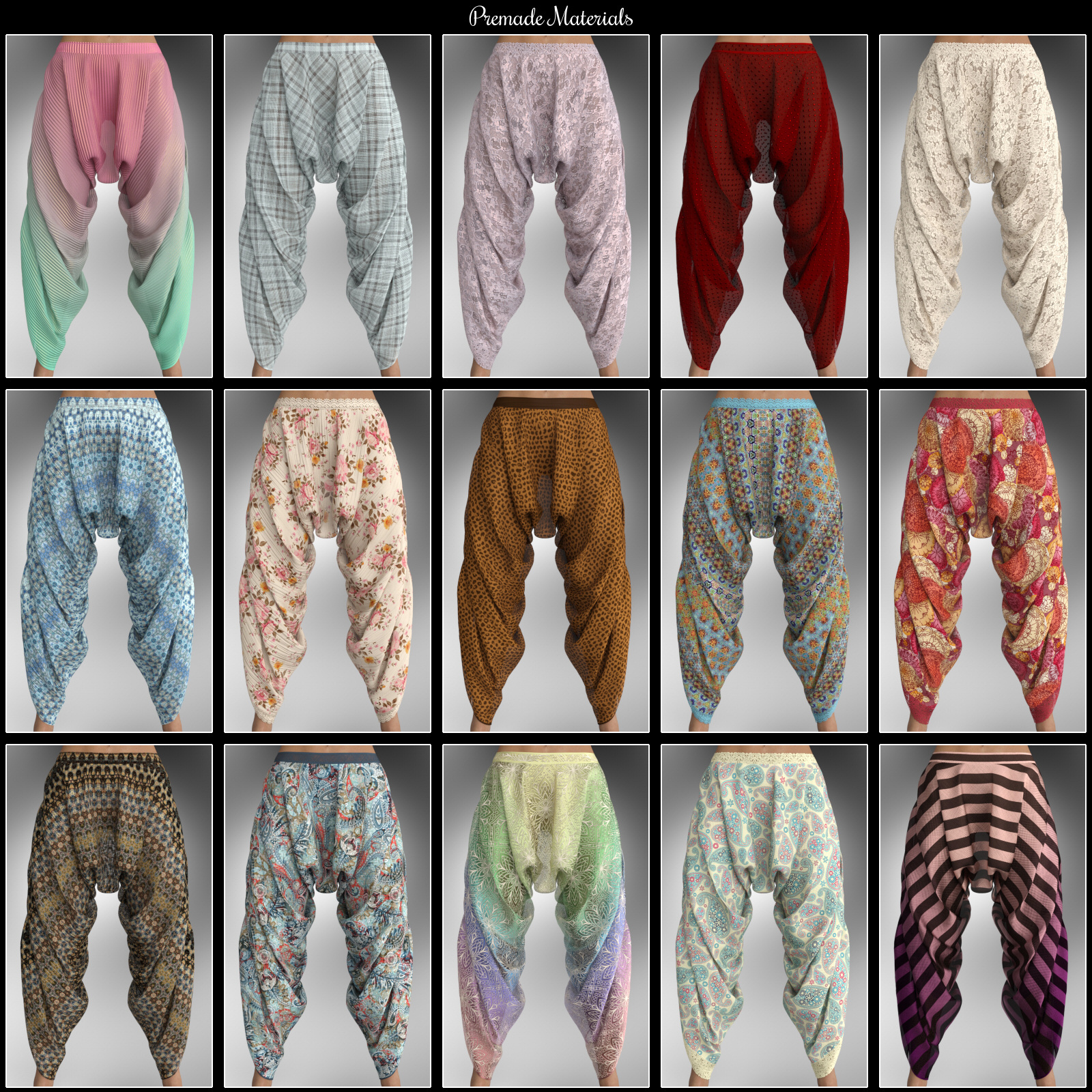 dForce - Ruched Harem Pants for G8Fs | Daz 3D
