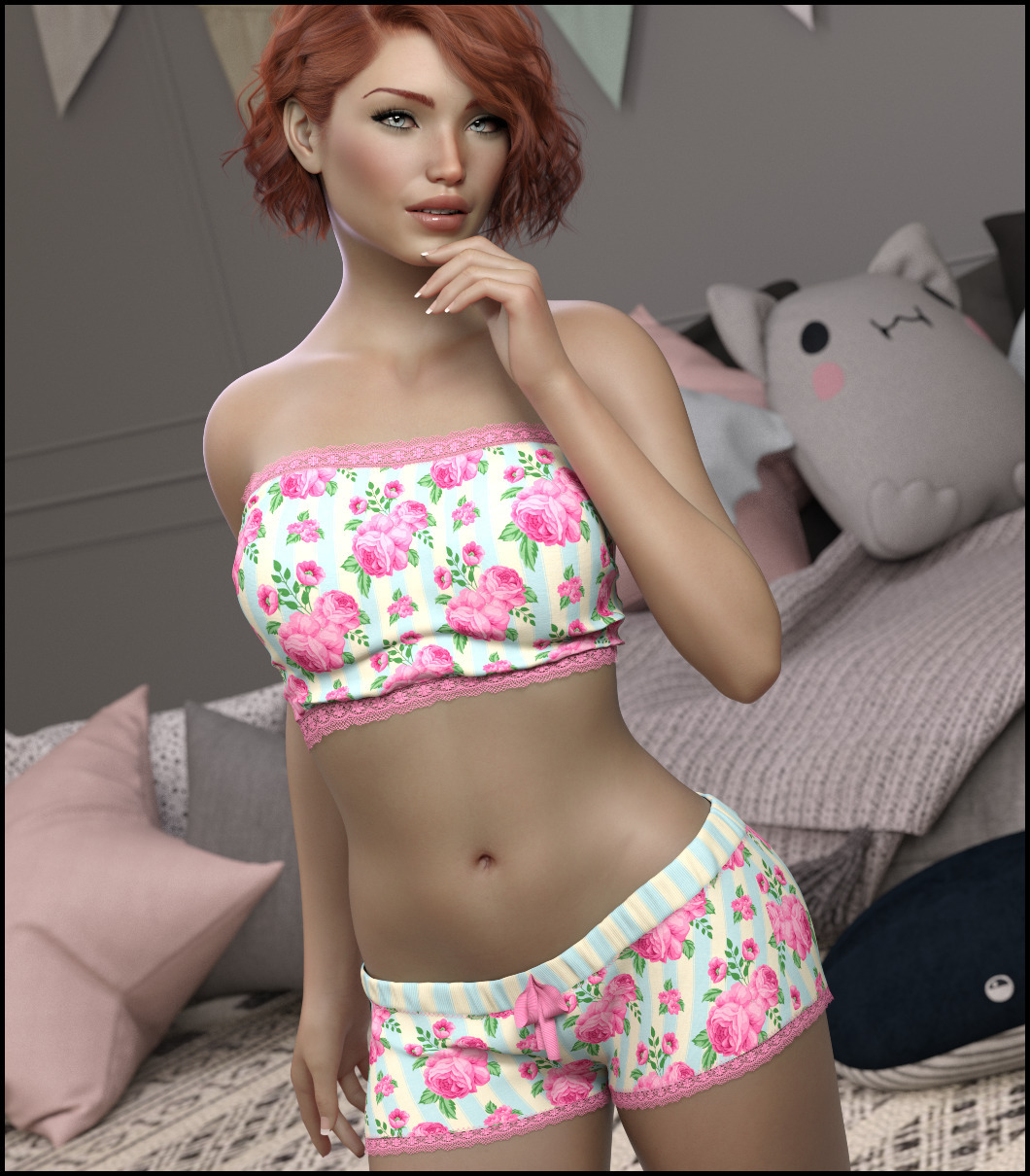 Private Moments: dForce Cutie Short PJs for Genesis 8 Females | Daz 3D