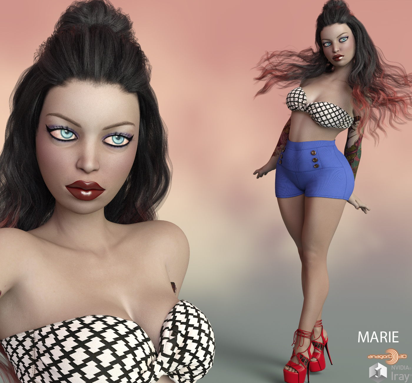 Pin Up Girls Head And Body Morphs For G8f Vol 1 Daz 3d