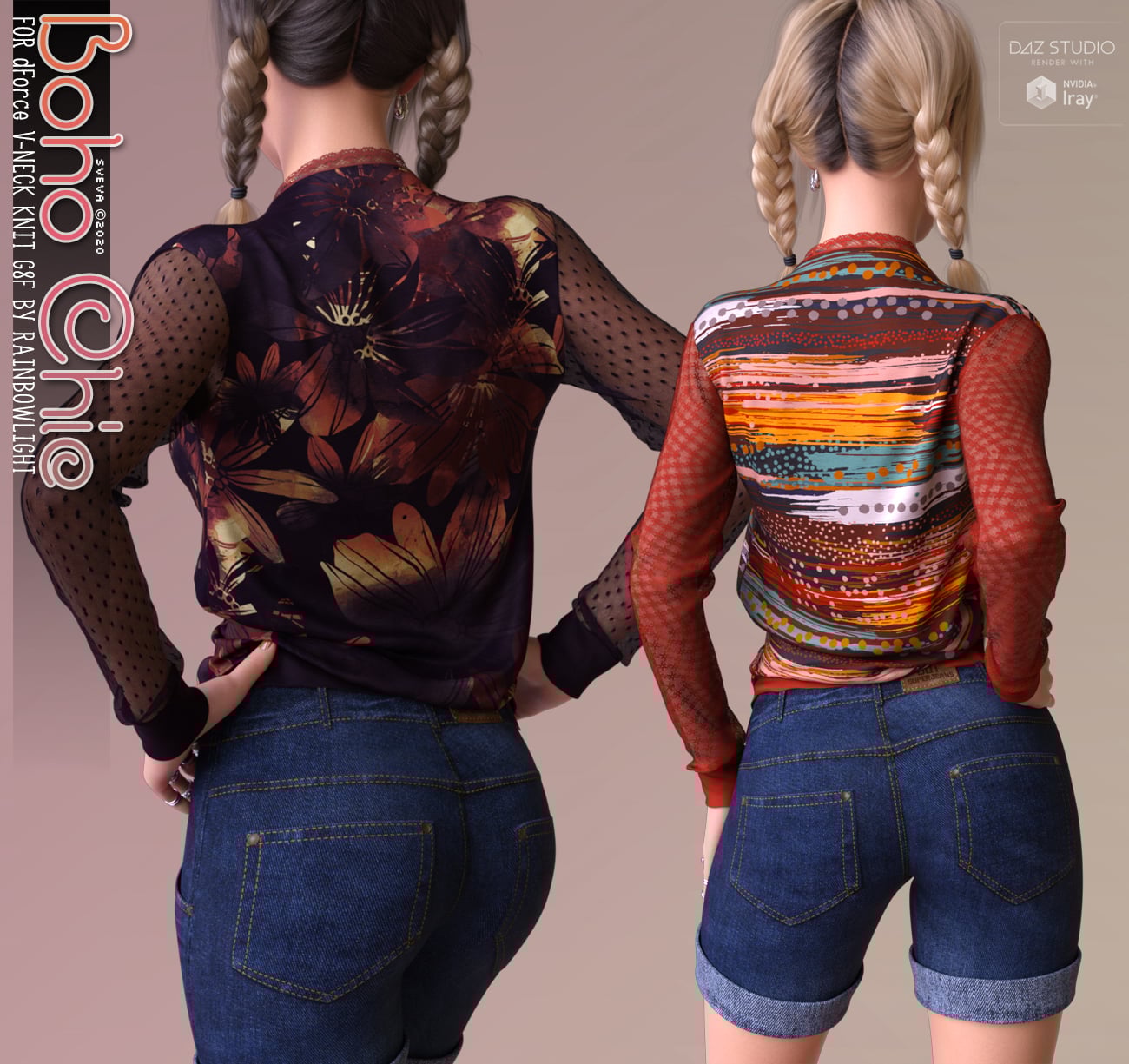 Boho Chic for dForce V-Neck Knit G8F | Daz 3D