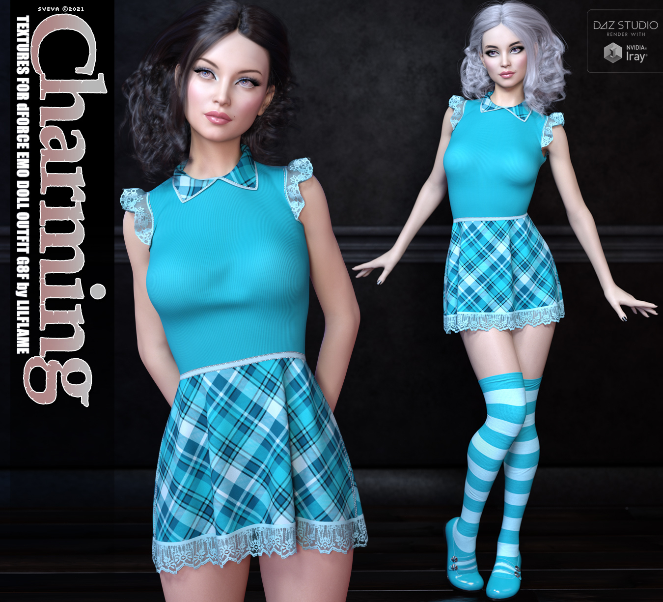 Charming Textures for dForce Emo Doll Outfit G8F | Daz 3D