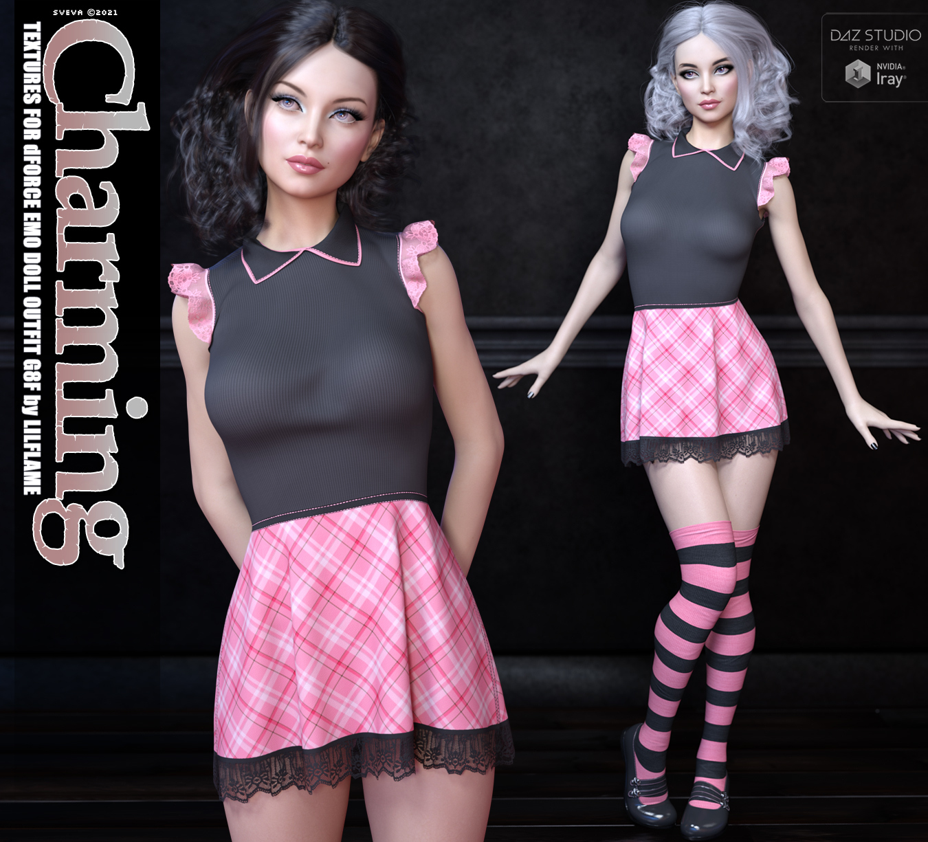 Charming Textures for dForce Emo Doll Outfit G8F | Daz 3D