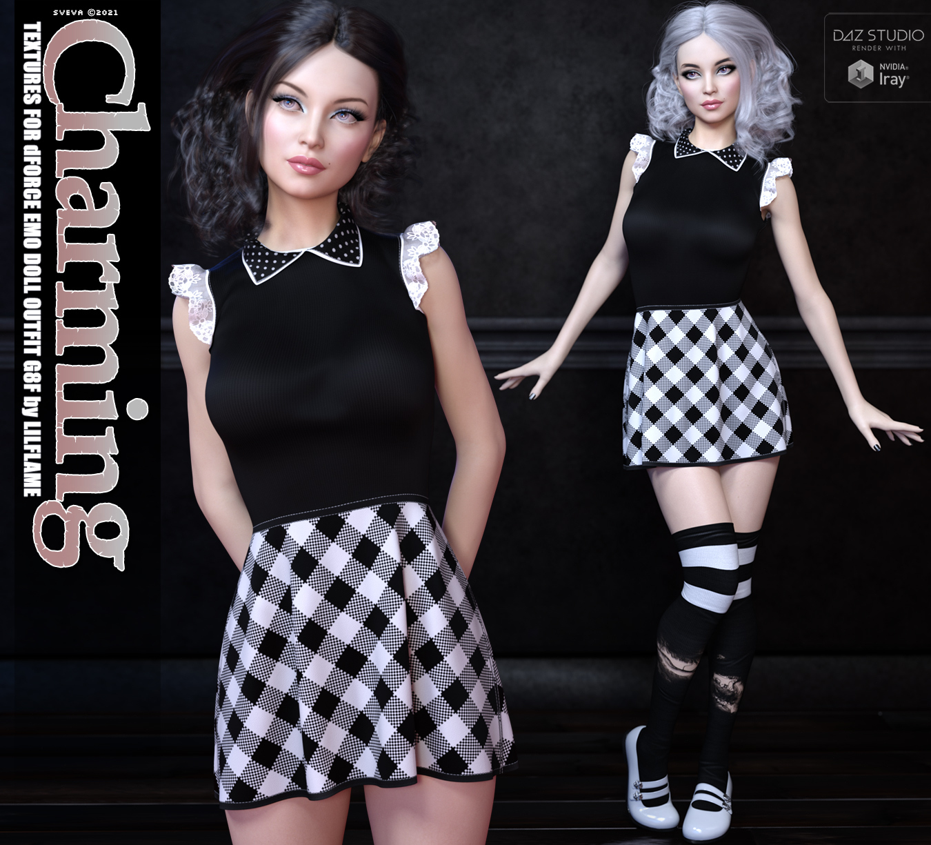 Charming Textures for dForce Emo Doll Outfit G8F | Daz 3D