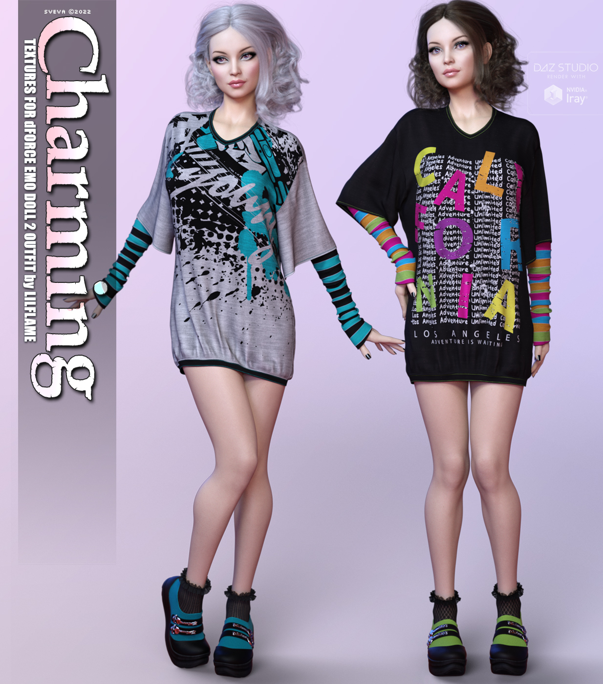 Charming Textures for dForce Emo Doll 2 | Daz 3D