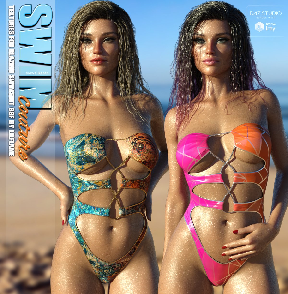 SWIM Couture Textures for Blazing Swimsuit G8F | Daz 3D