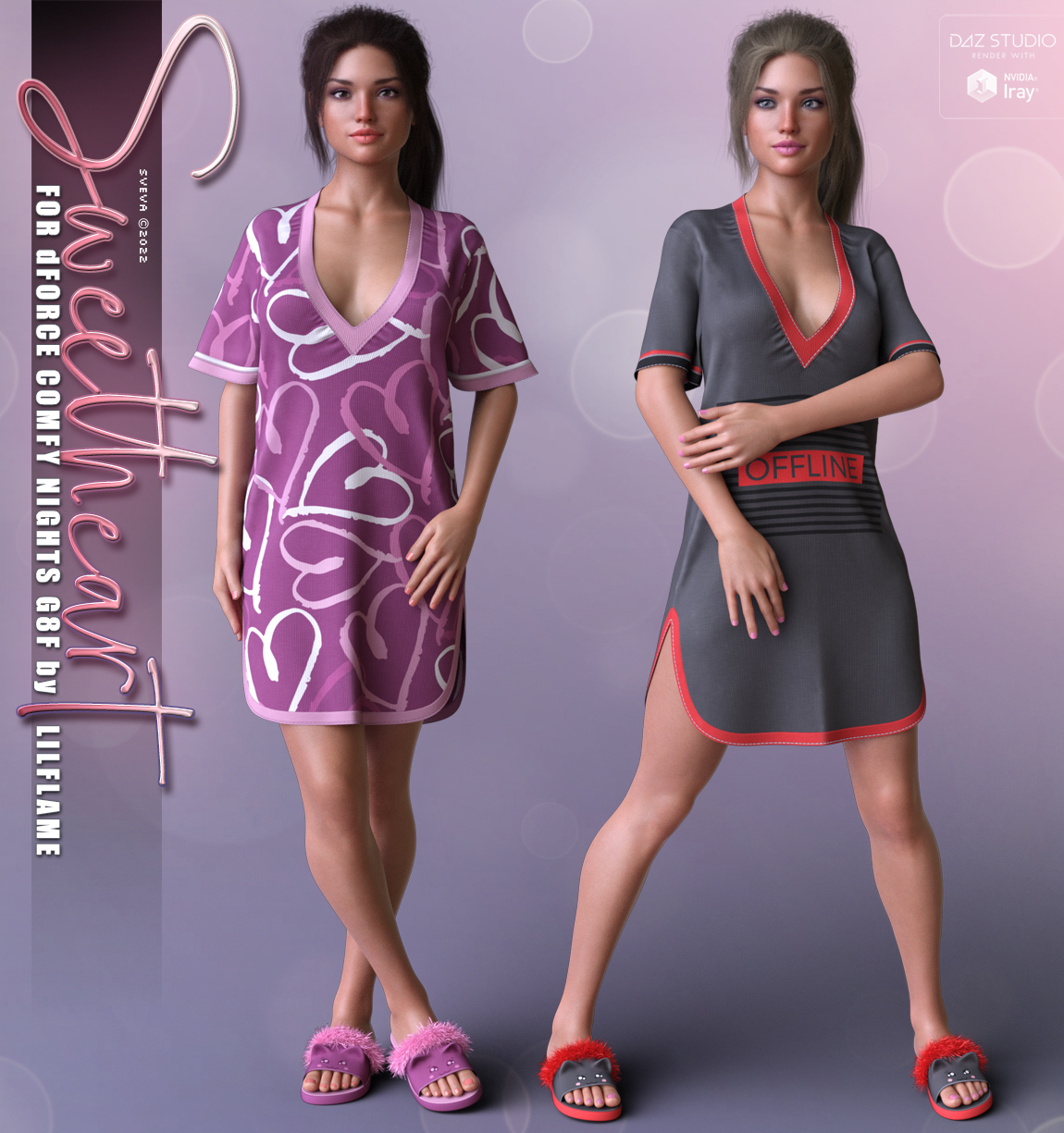 Sweetheart Textures for dForce Comfy Nights G8F | Daz 3D