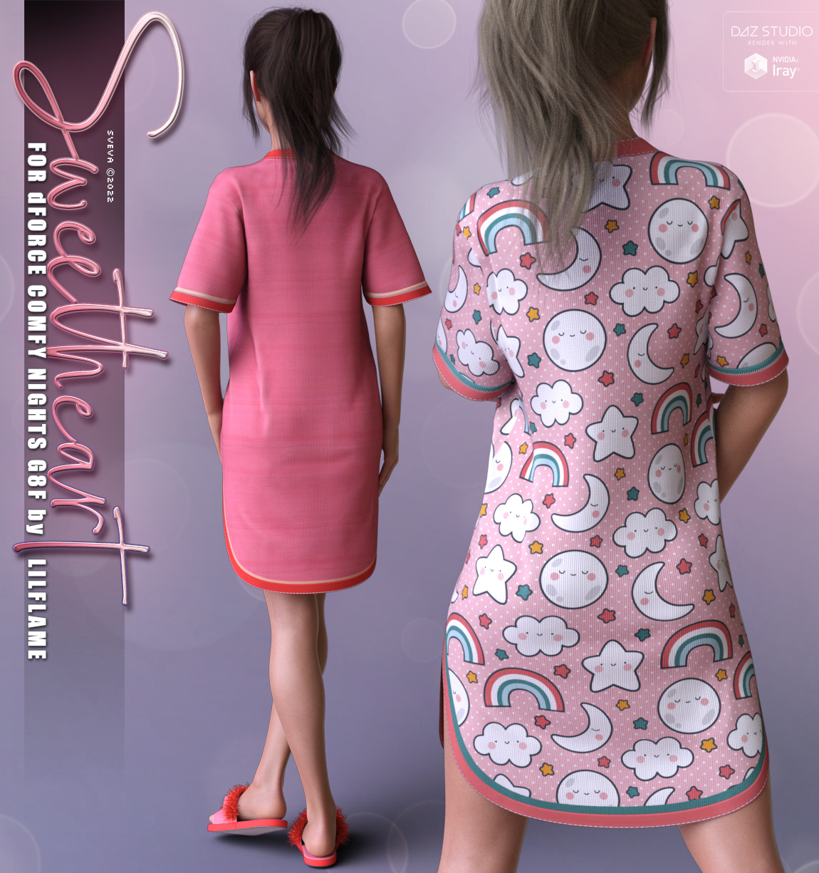 Sweetheart Textures for dForce Comfy Nights G8F | Daz 3D