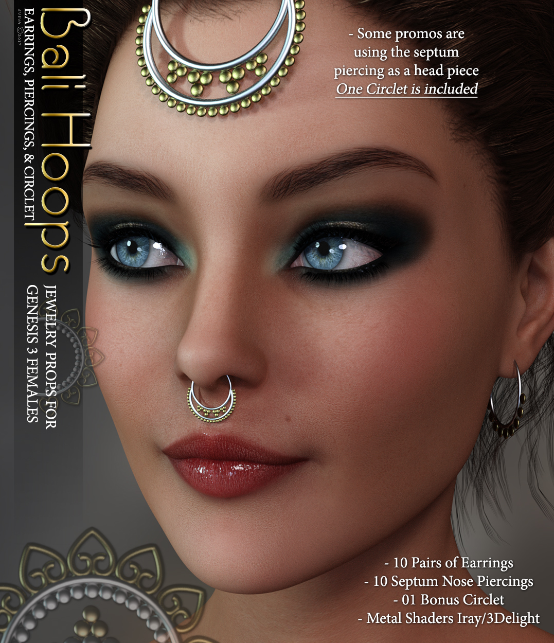 SV's Bali Hoops for Genesis 3 Females | Daz 3D