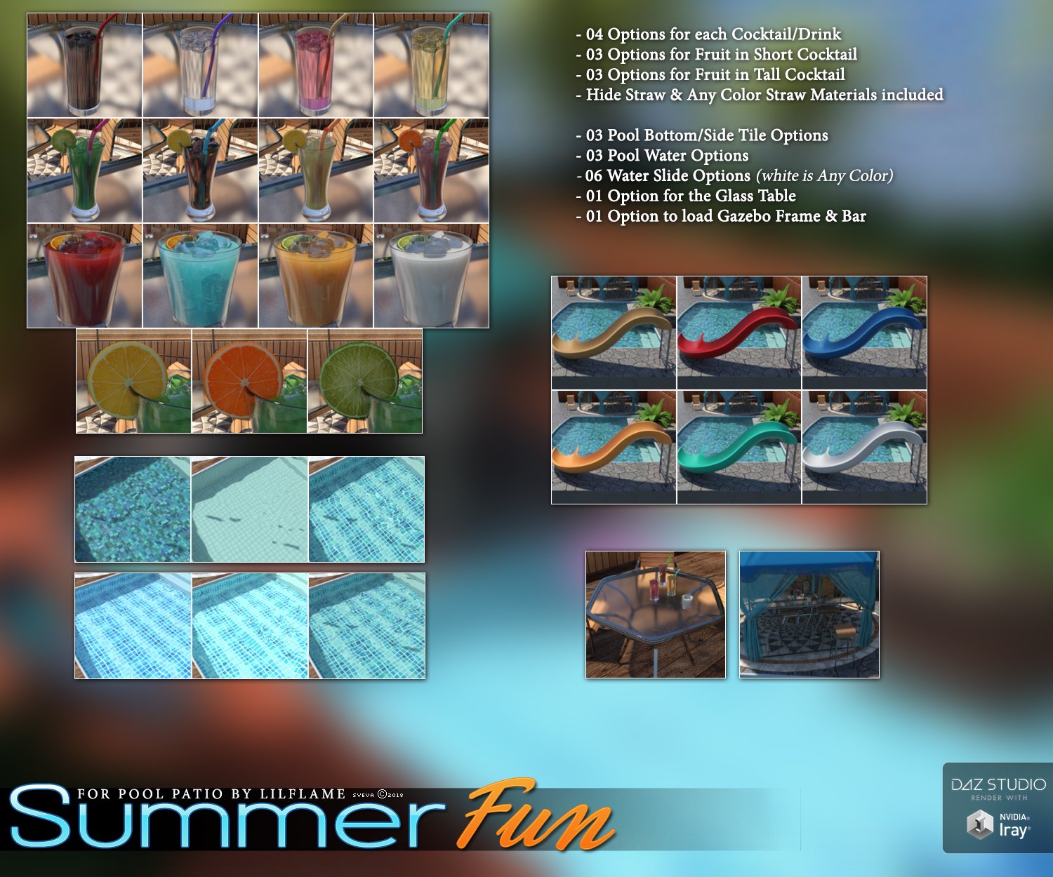 Summer Fun for Pool Patio DS | Daz 3D
