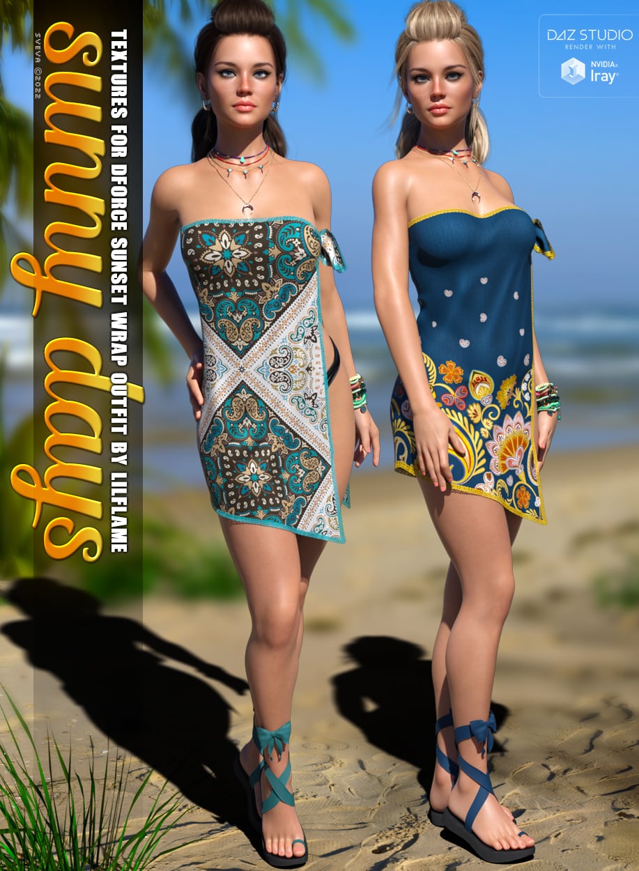 Sunny Days Textures for dForce Sunset Wrap | Daz 3D