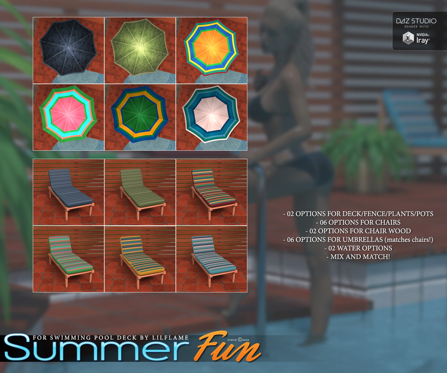 Summer Fun for Swimming Pool Deck | Daz 3D
