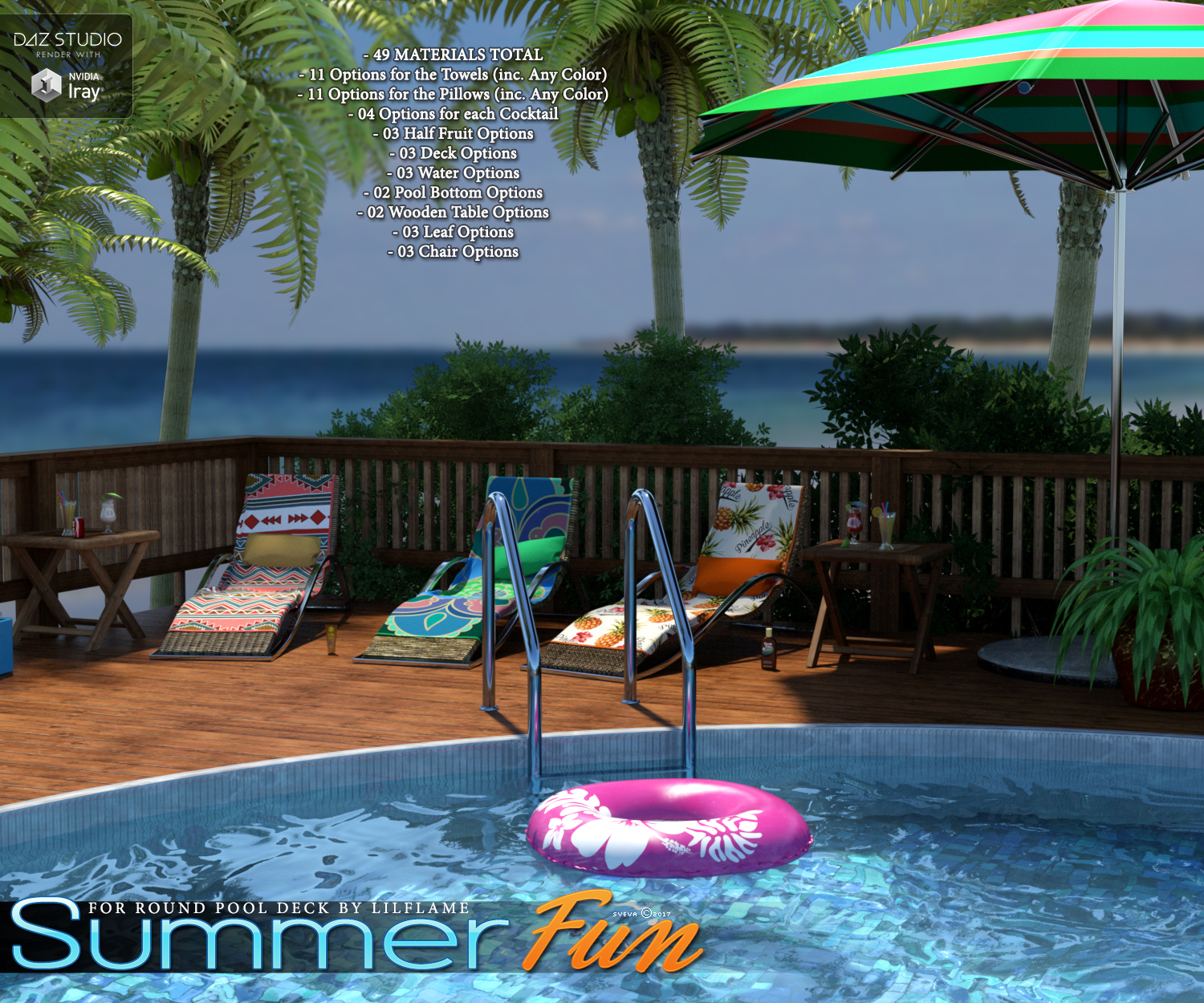 Summer Fun for Round Pool Deck | Daz 3D